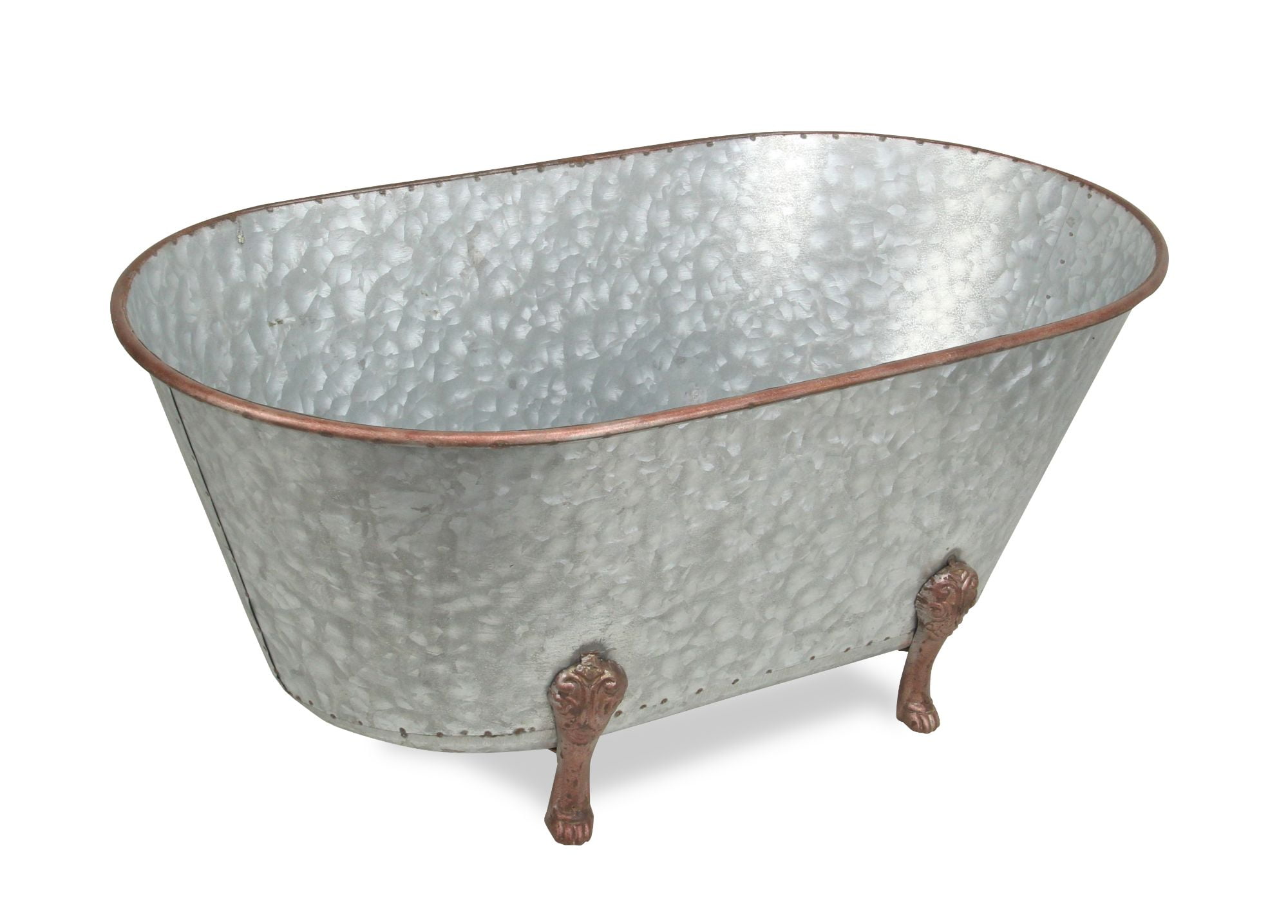 Contemporary Home Living Galvanized Metal Tub Decoration - 25" - Silver ...