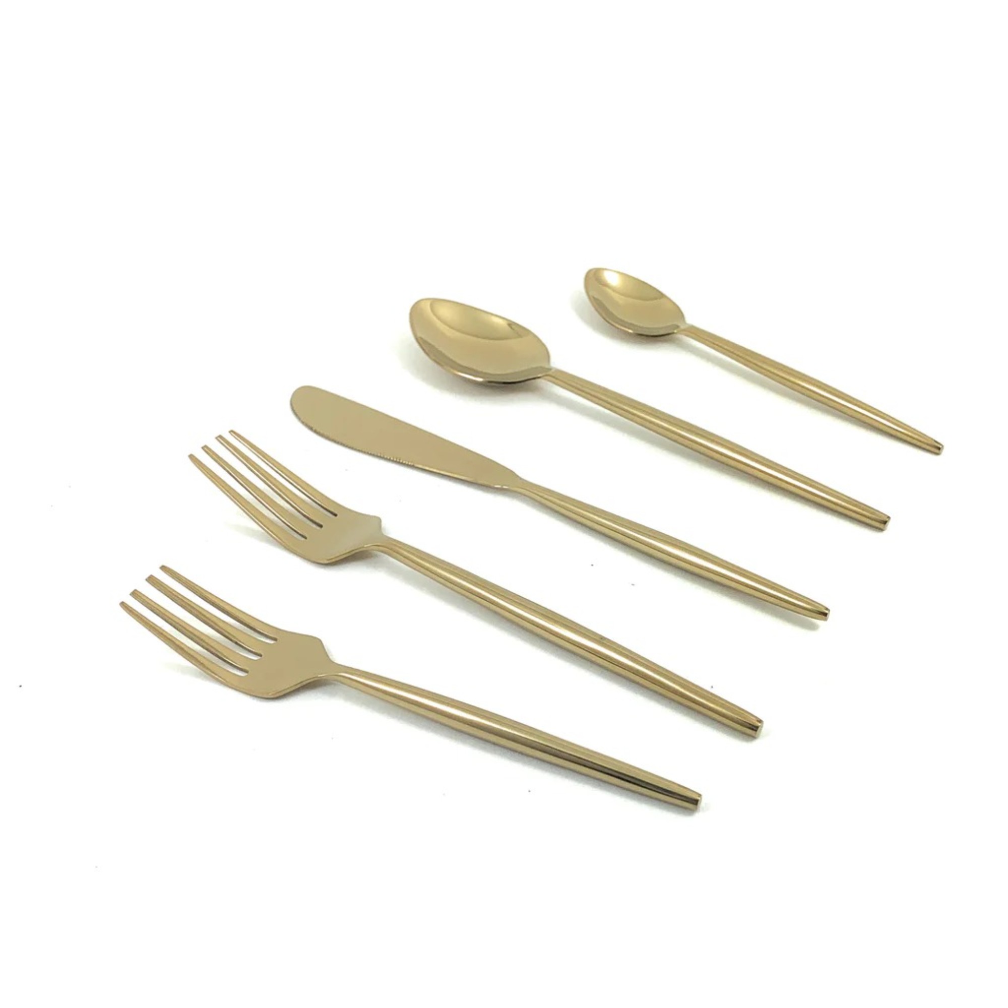 Contemporary Home Living Glossy Stainless Steel Four Service Flatware ...