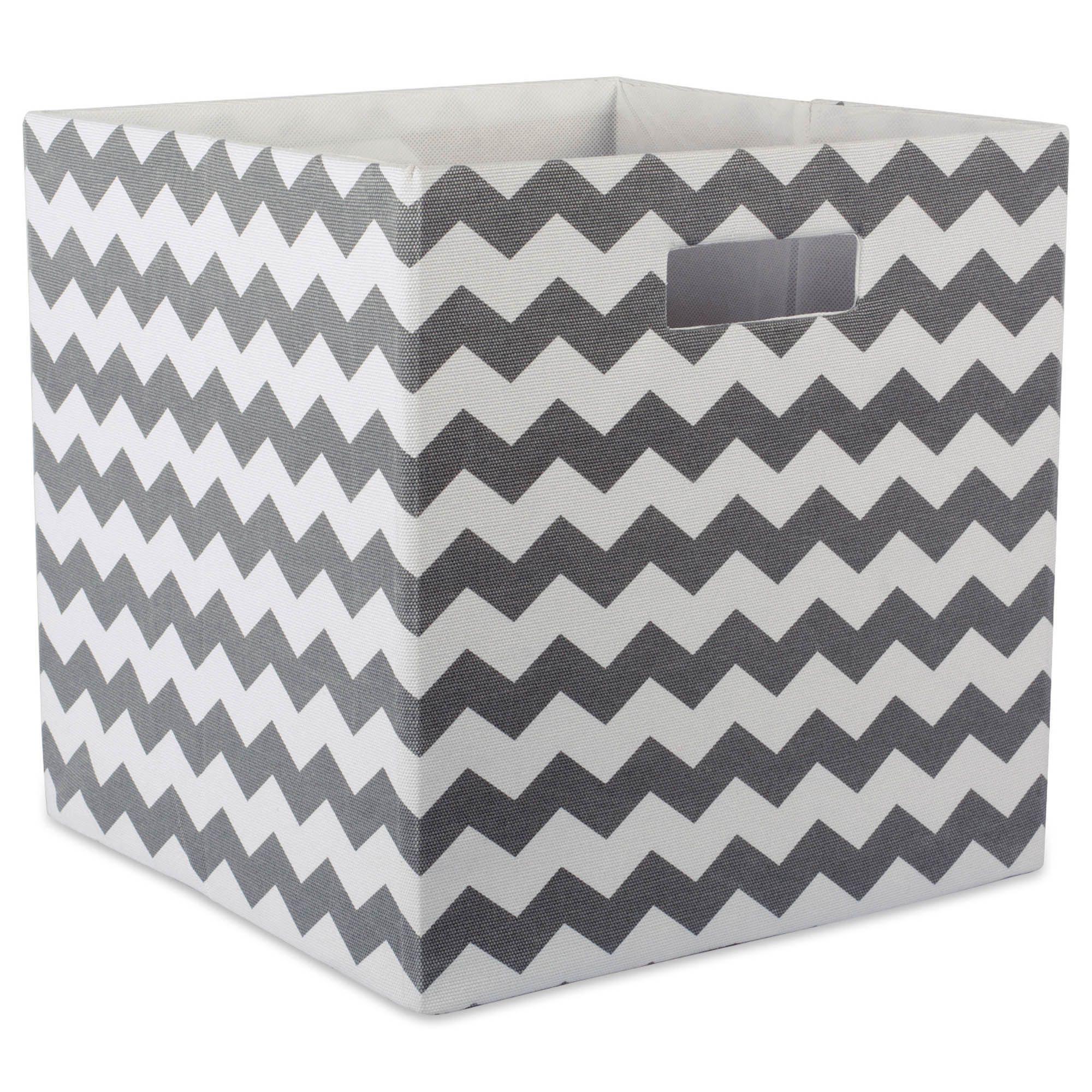 DII 11" Square Modern Polyester Cube Chevron Storage Bin in Gray ...