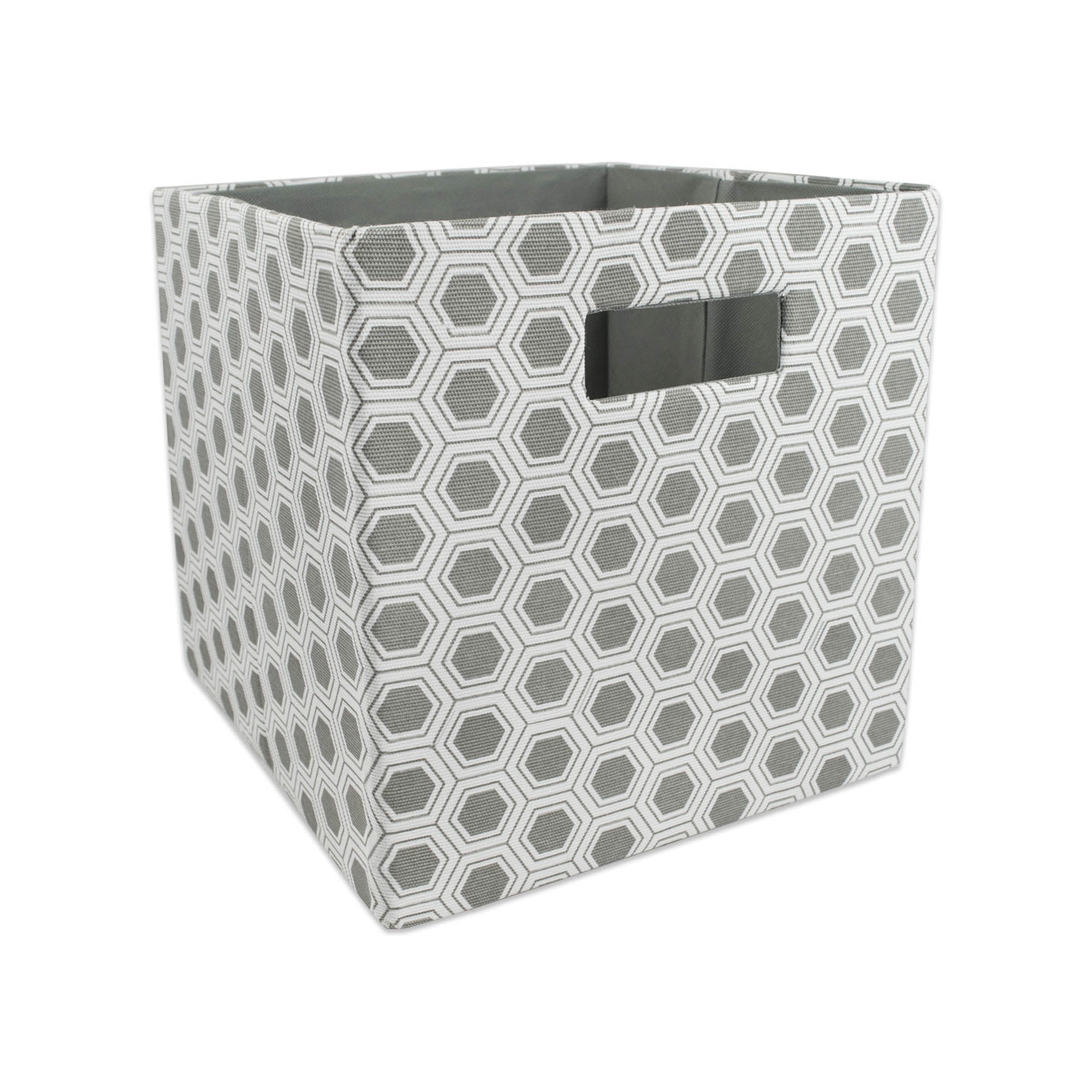 Contemporary Home Living Gray Polyester Cube Storage Bin with Honeycomb ...