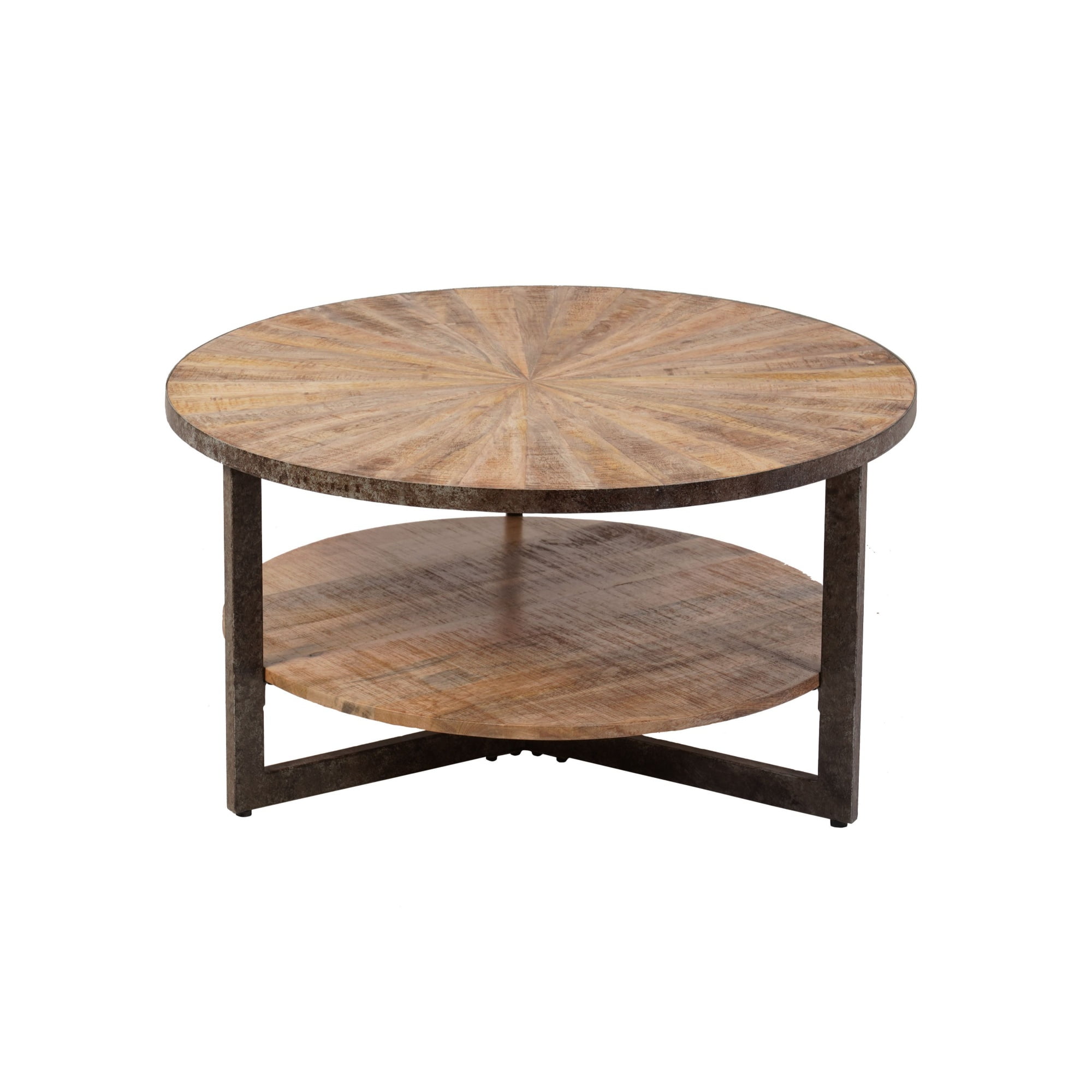 Contemporary Home Living Handcrafted Round Coffee Table - 33" - Brown ...