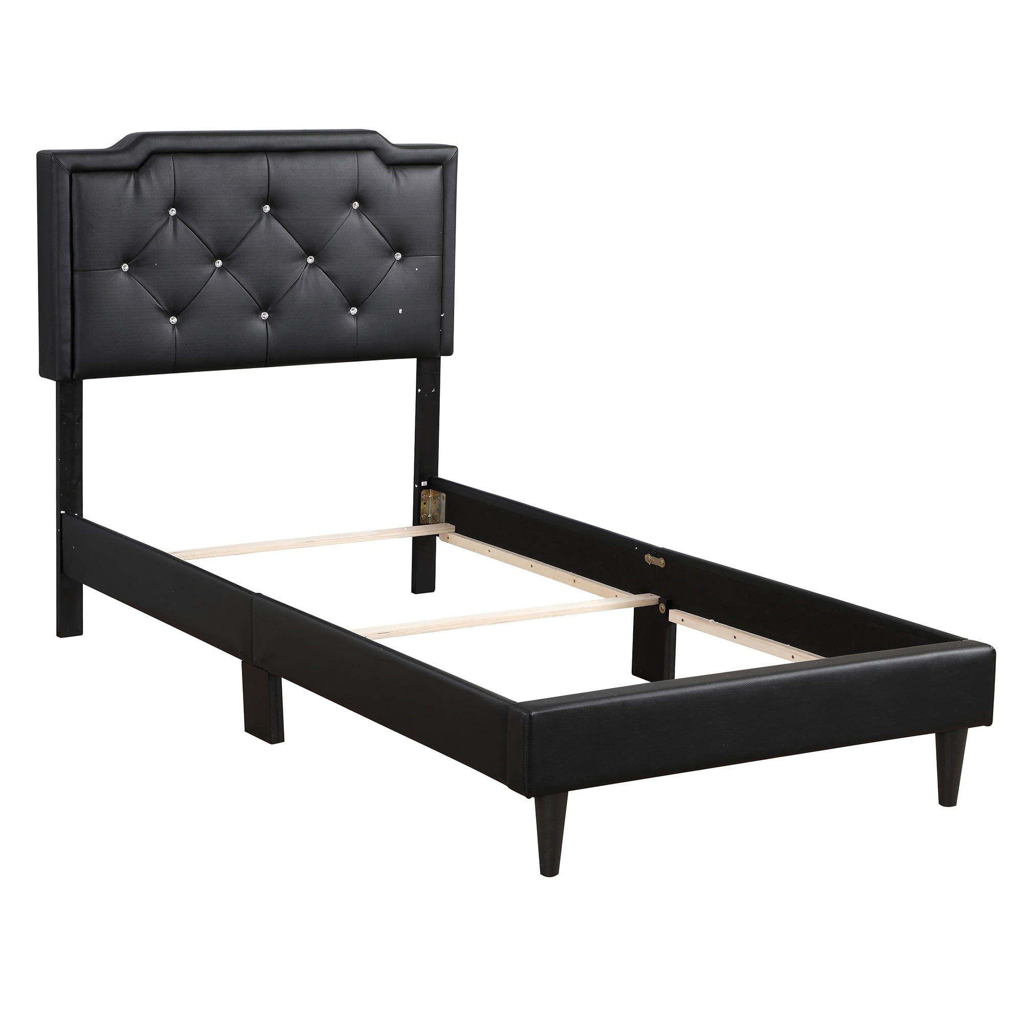 Contemporary Home Living Jeweled Upholstered Tufted Twin Panel Bed - 81 ...