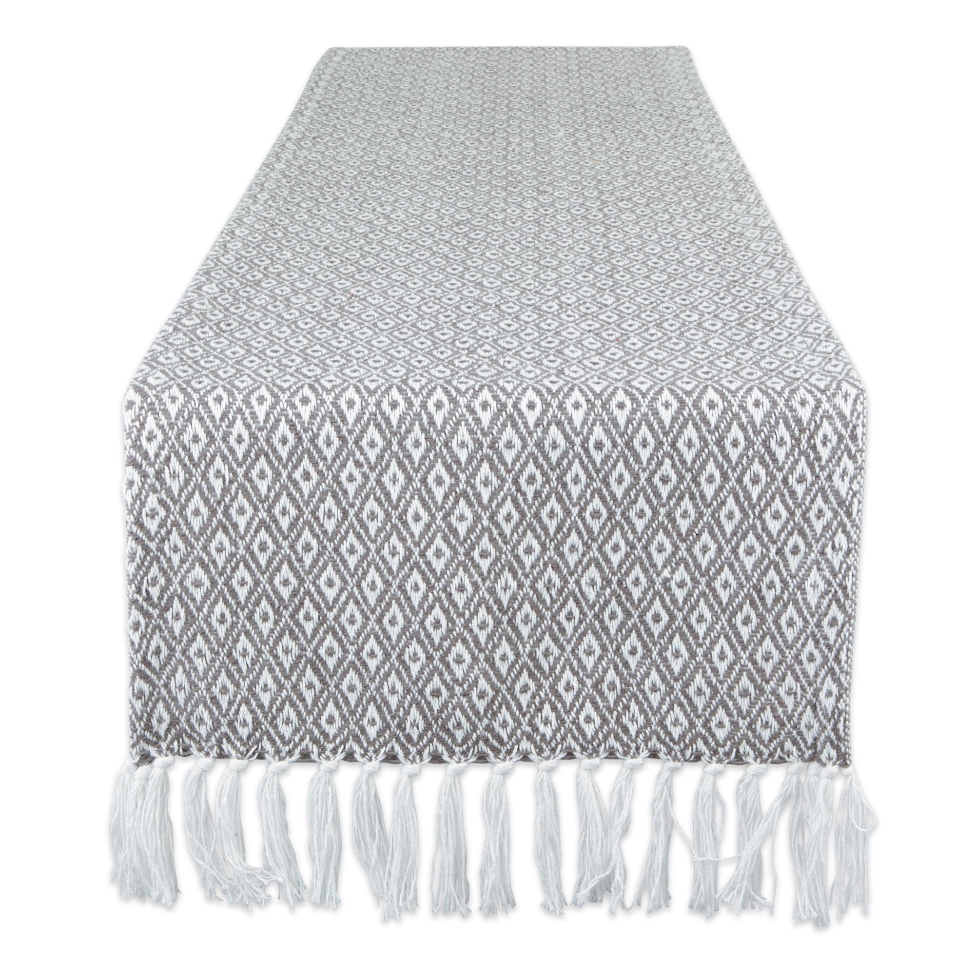 Contemporary Home Living Mini Diamond Table Runner - 108" - Gray and ...