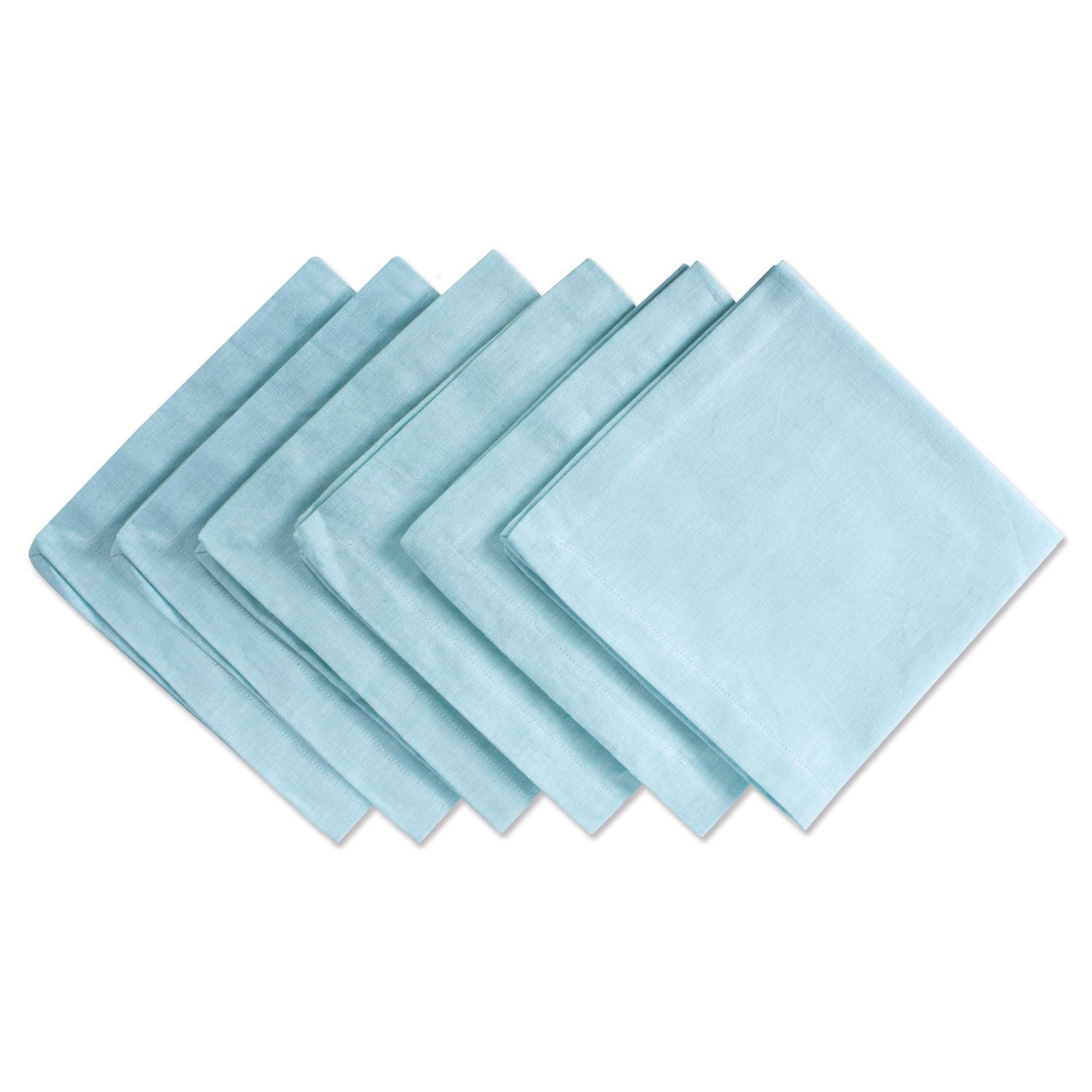 Contemporary Home Living Pack of 6 Aqua Blue Solid Square Chambray ...