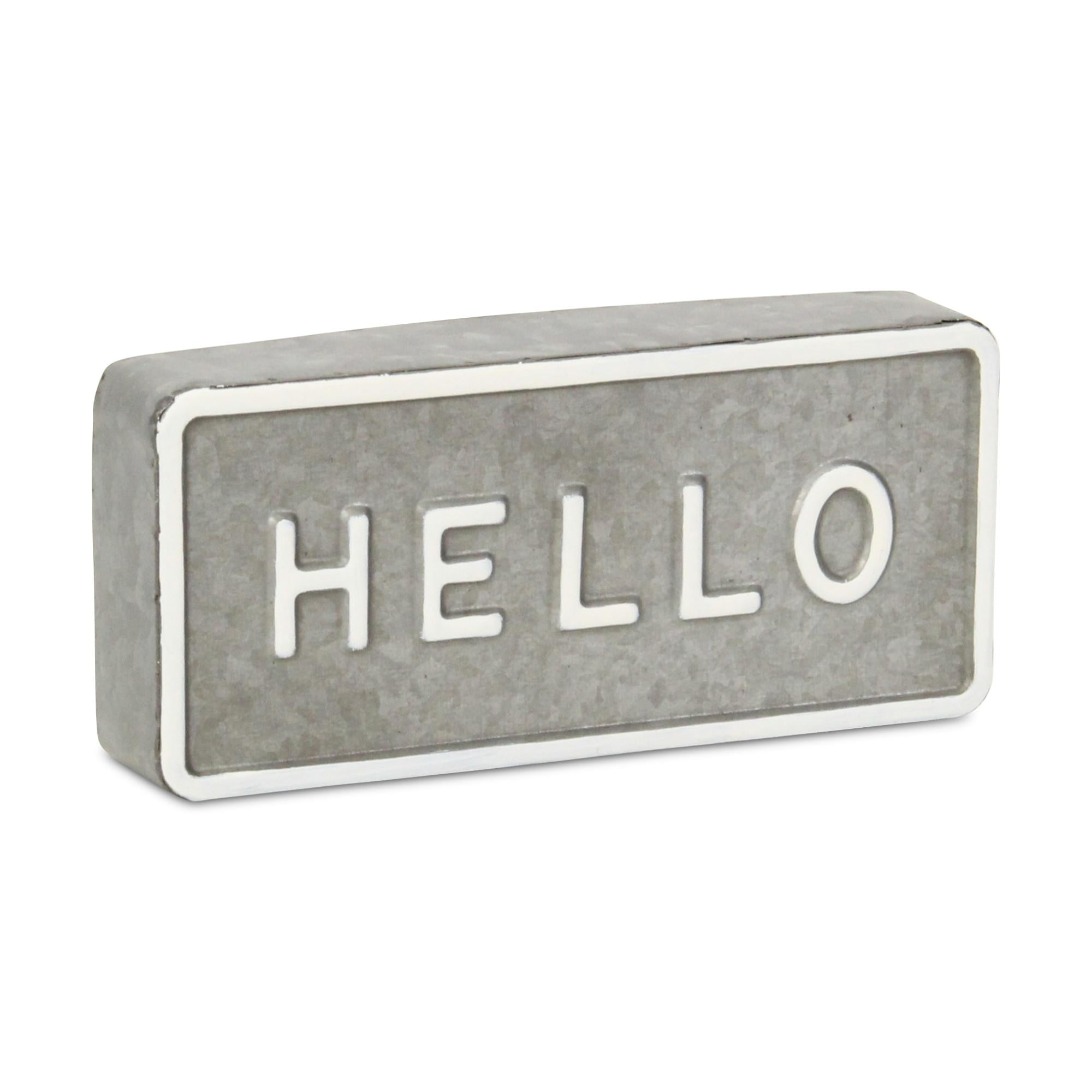 Contemporary Home Living Rectangular Raised Hello Metal Sign - 8.5 ...
