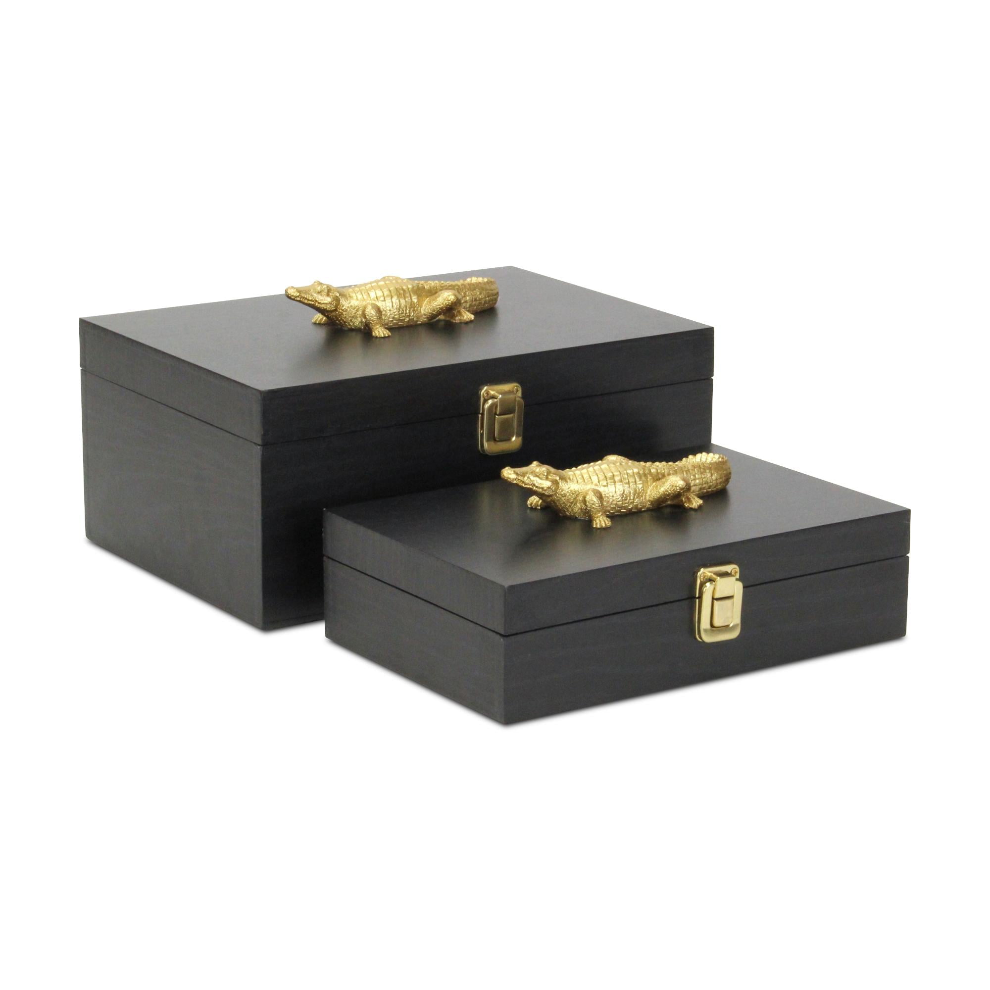 Contemporary Home Living Rectangular Storage Boxes with Alligator - 11. ...