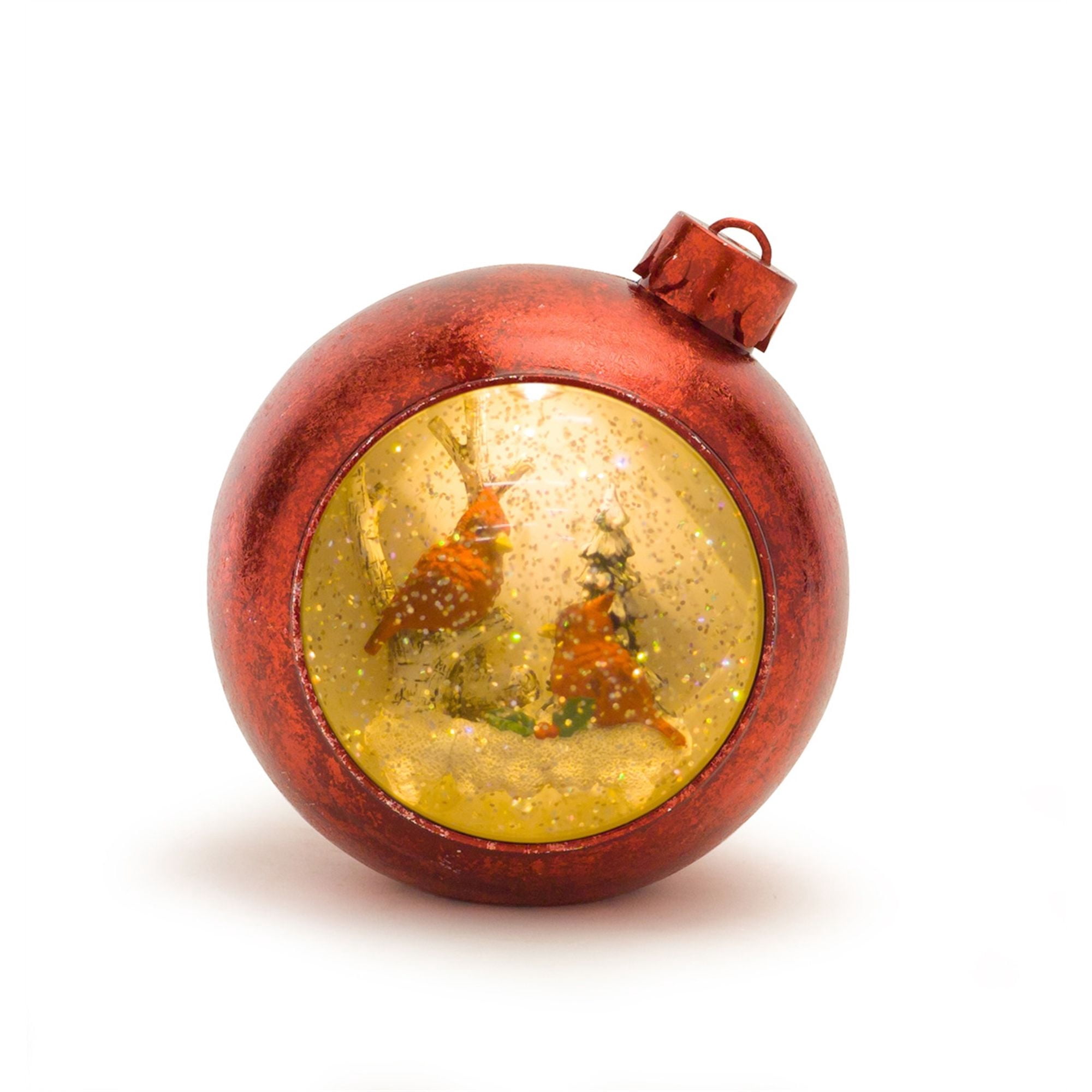 Red and Gold Lighted Musical Snow Globe Christmas Ball Ornament 6.25 ...