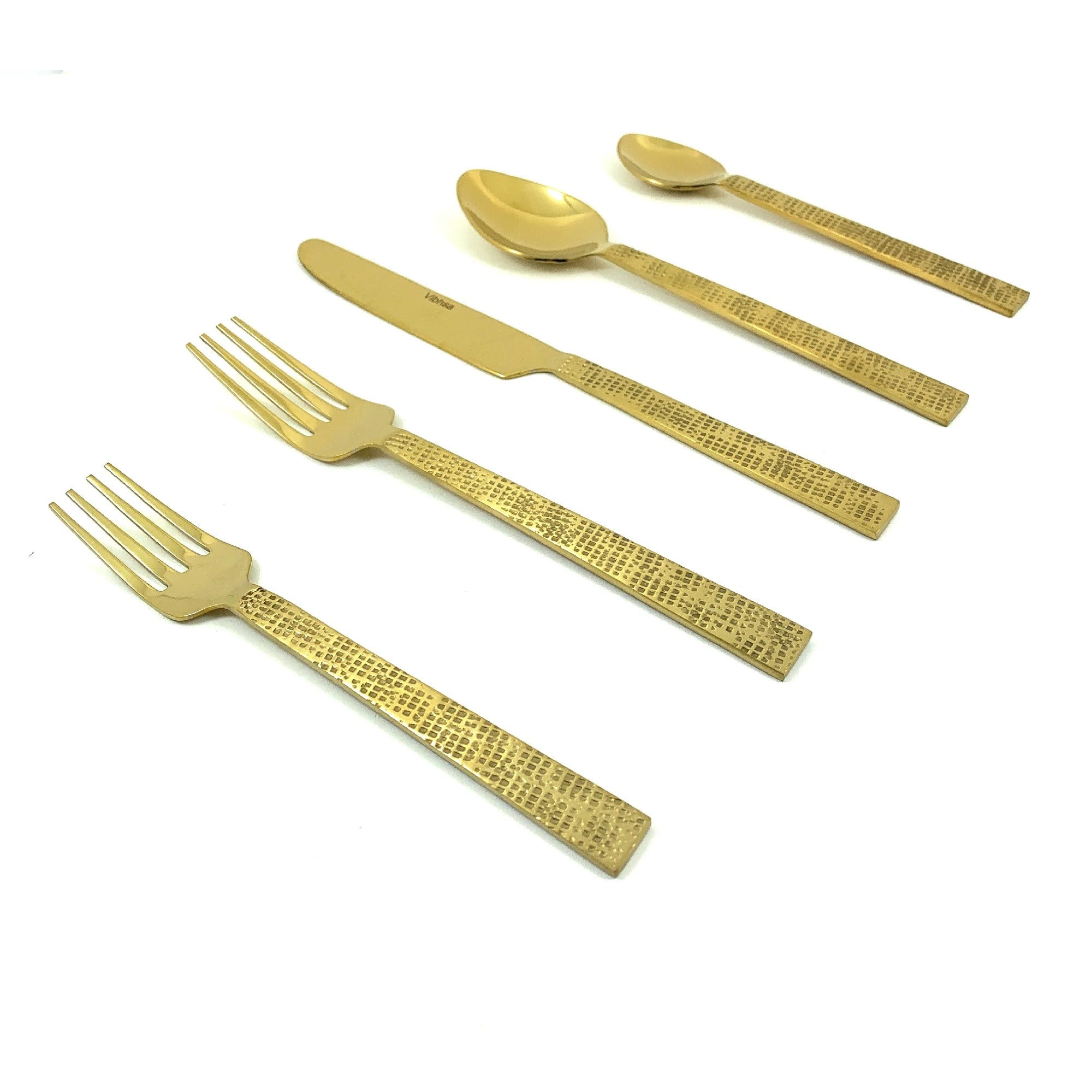 Contemporary Home Living Rustic Stainless Steel Four Service Flatware ...