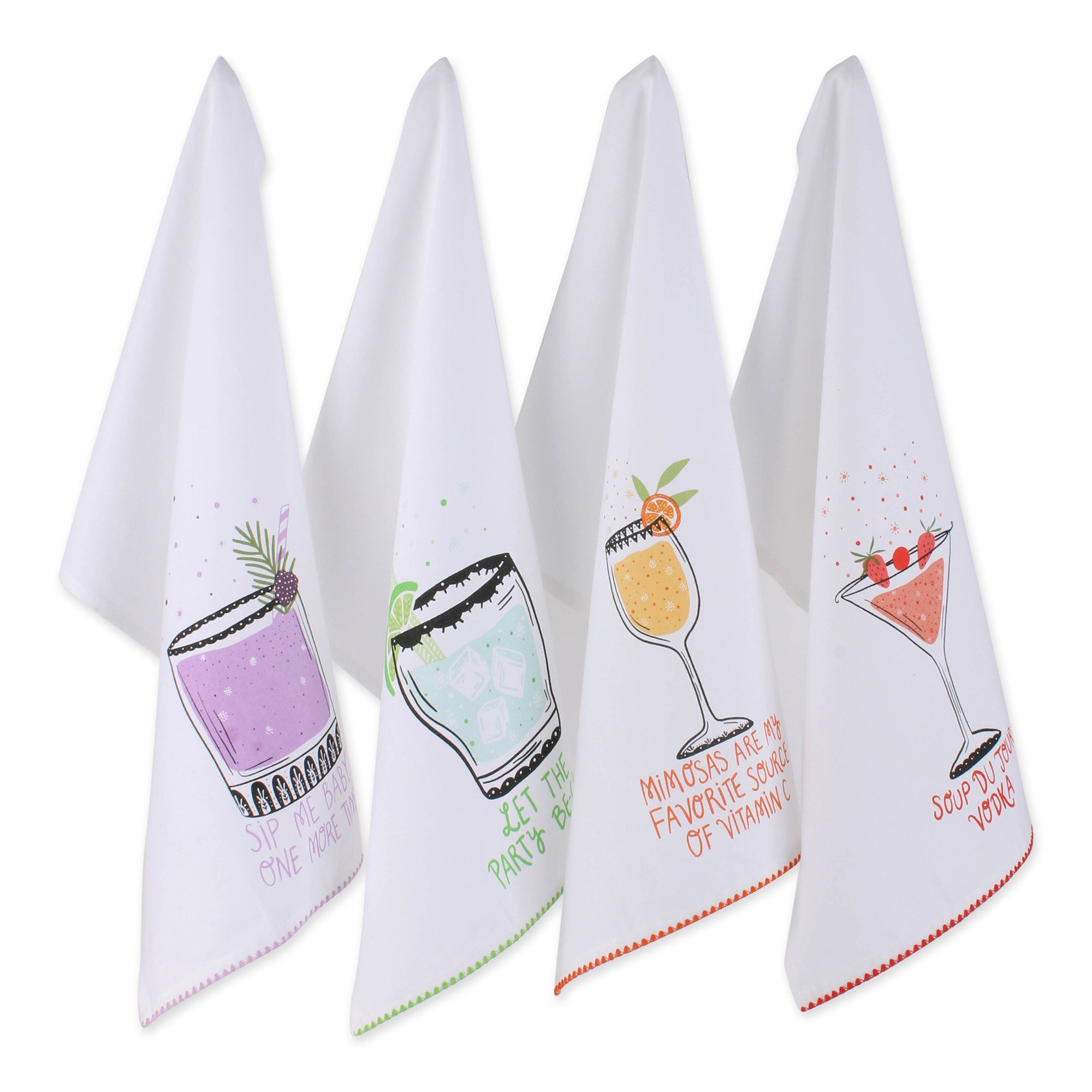 Contemporary Home Living Sassy Bar Cocktails Cotton Kitchen Dishtowels ...