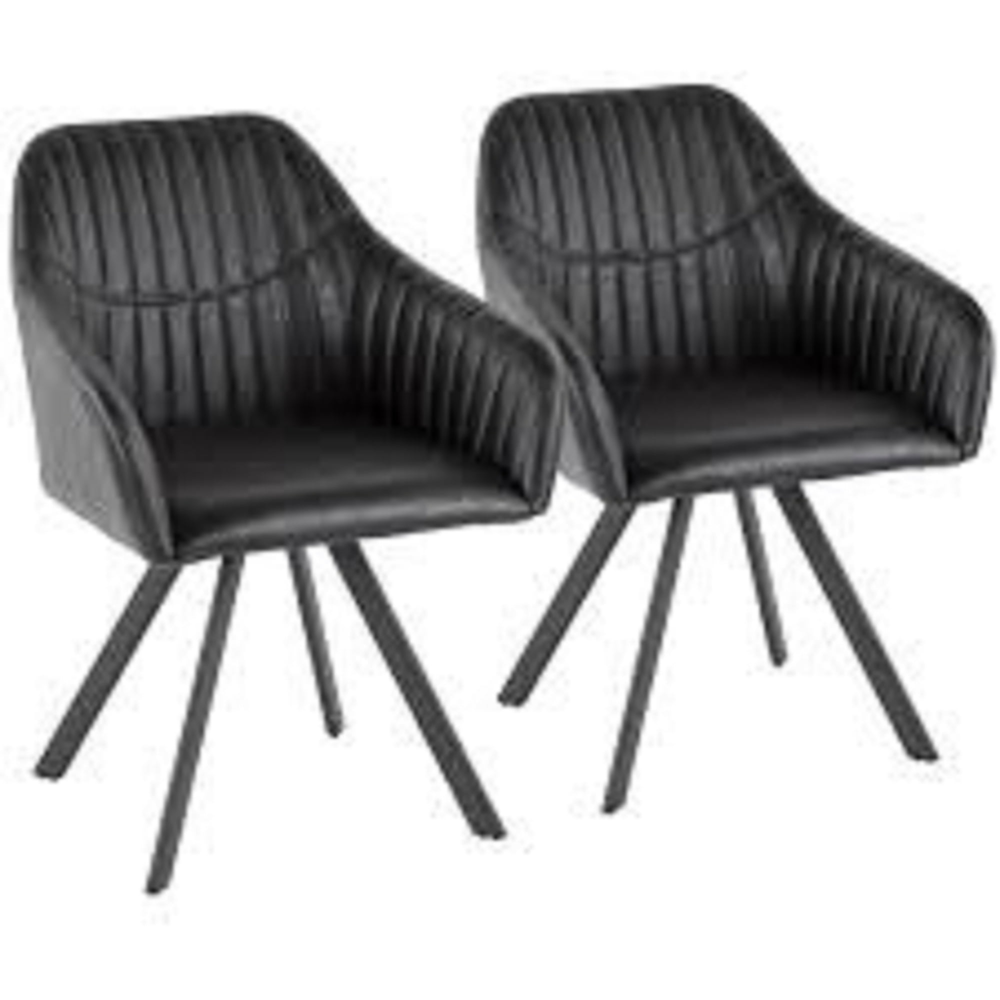 Contemporary Home Living Set of 2 Black Faux Leather Clubhouse ...