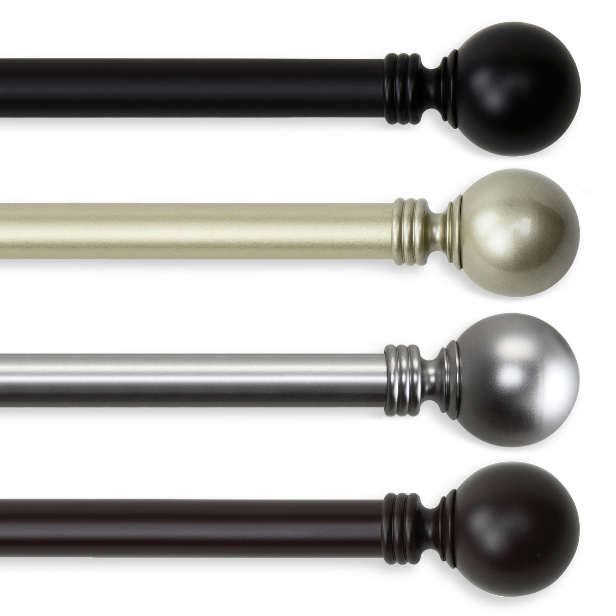 Contemporary Home Living Set of 2 Black Solid Elegant Side Curtain Rods ...