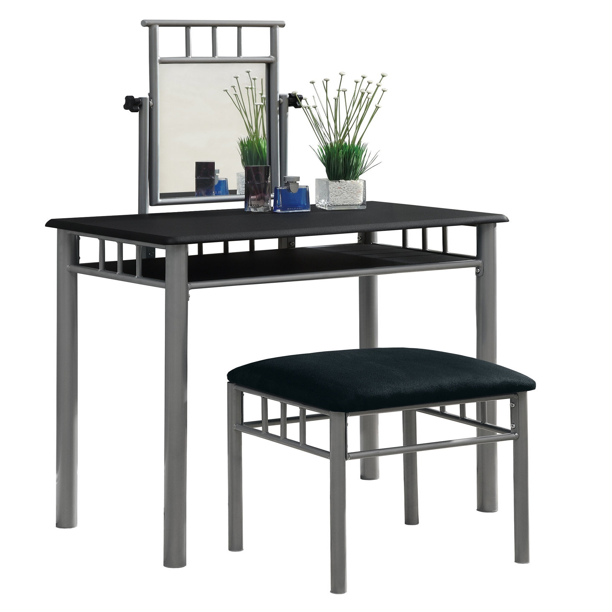 Contemporary Home Living Set of 2 Black and Silver Contemporary Vanity ...