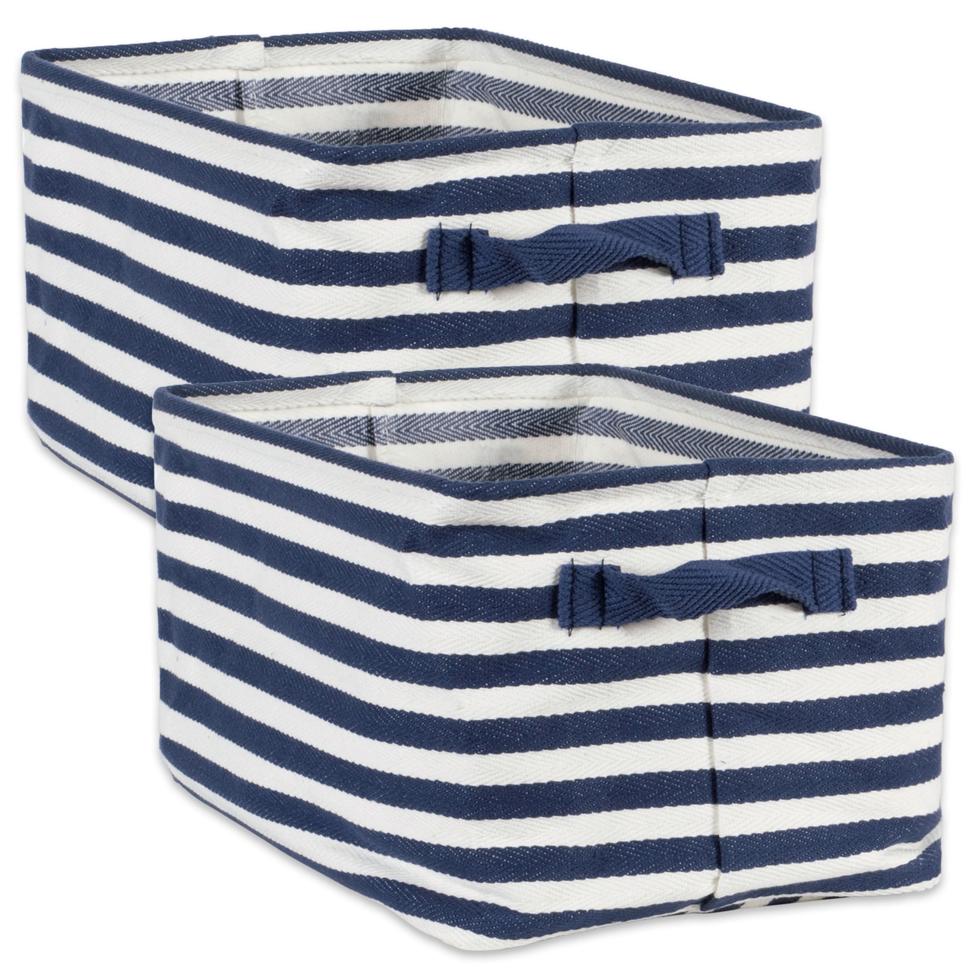Contemporary Home Living Set of 2 Blue and White Rectangular Striped ...