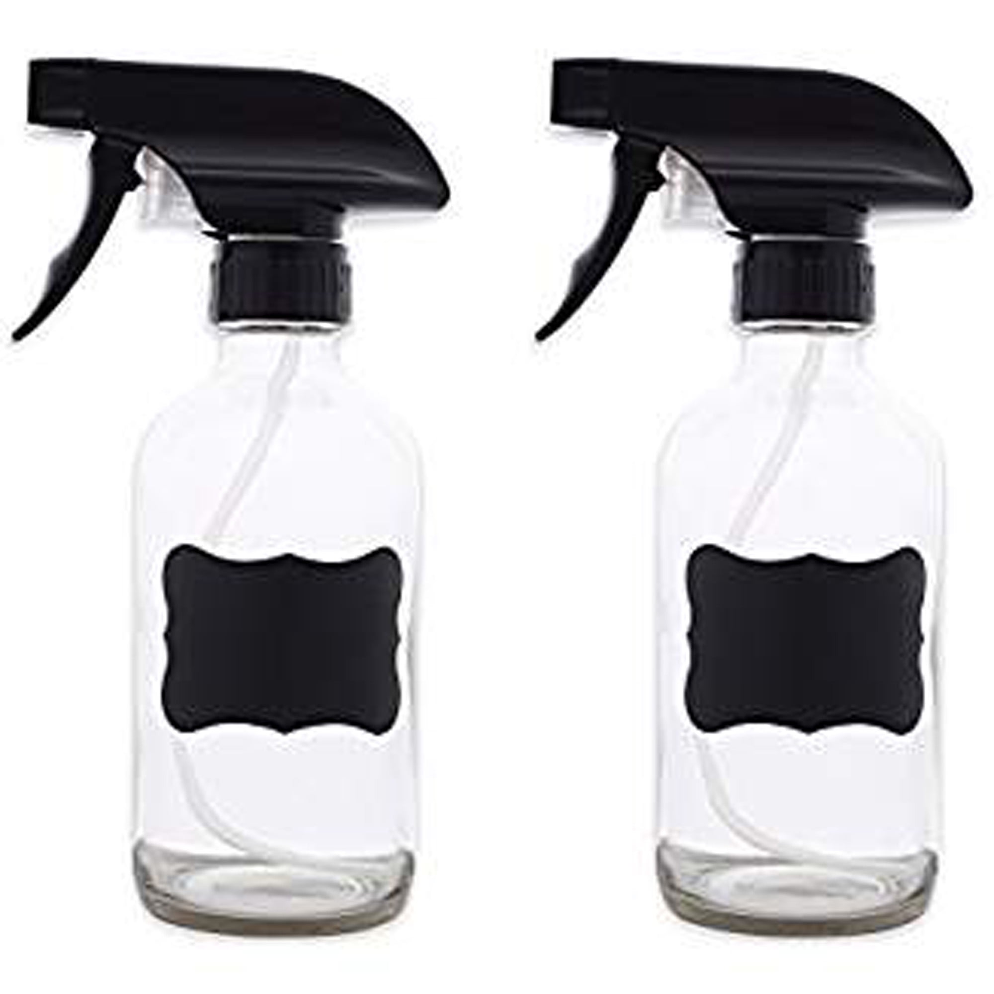 Contemporary Home Living Set of 2 Clear and Black Glass Spray Bottles ...