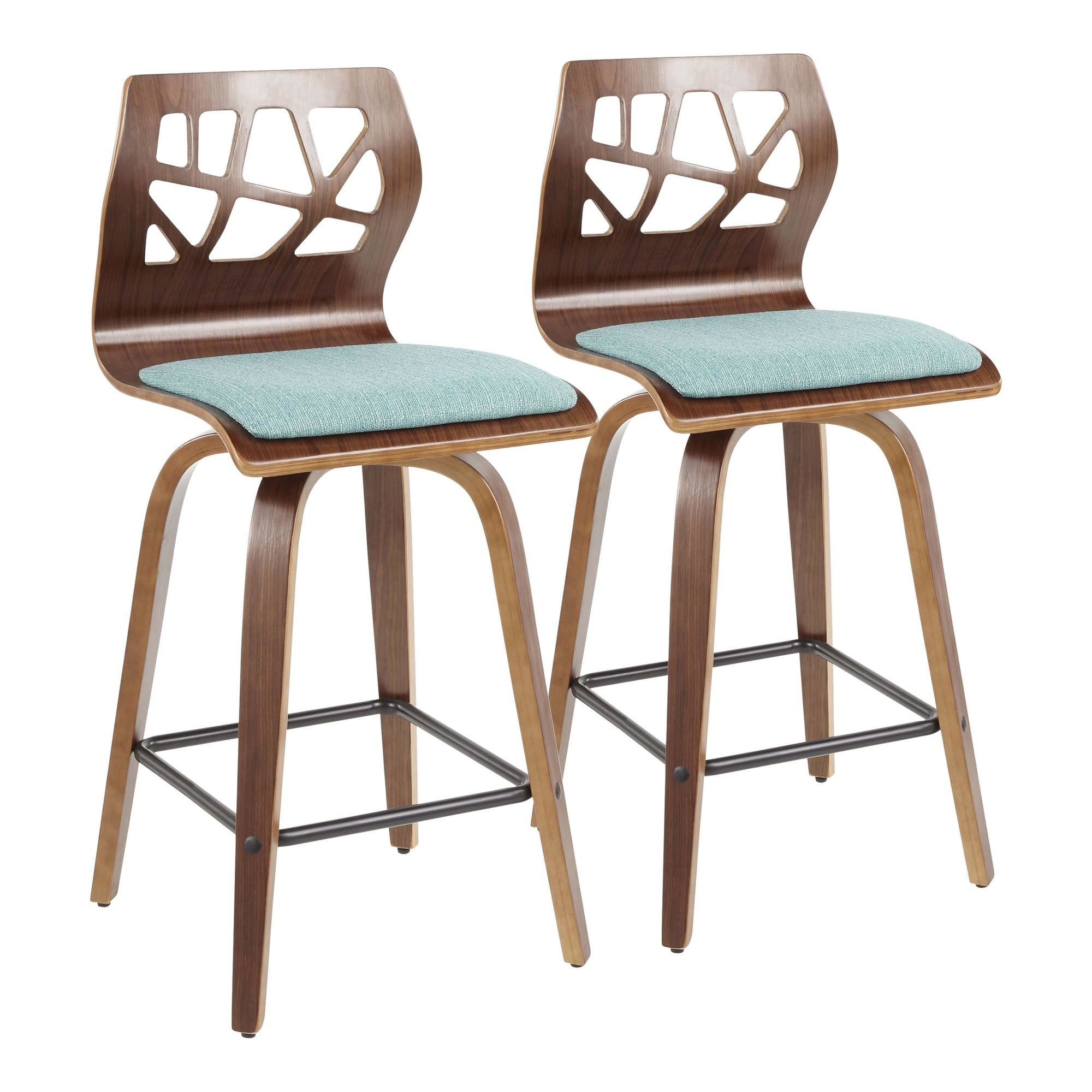 Contemporary Home Living Set of 2 Contoured Backrest and Padded Teal ...