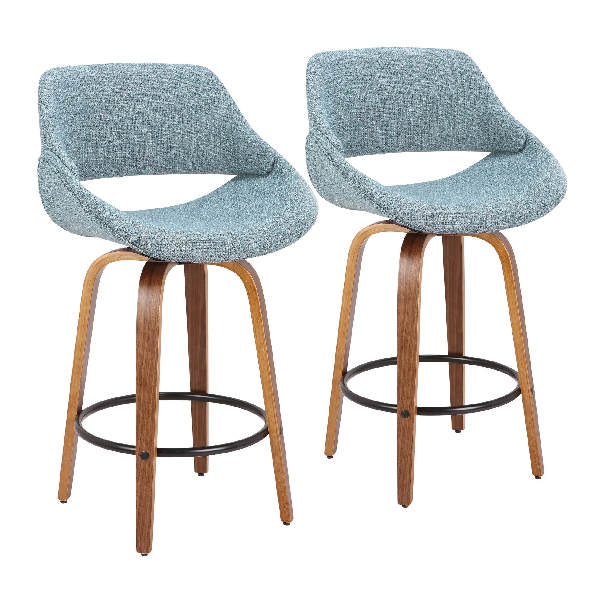 Contemporary Home Living Set of 2 Mid Century Modern Blue Fabric ...