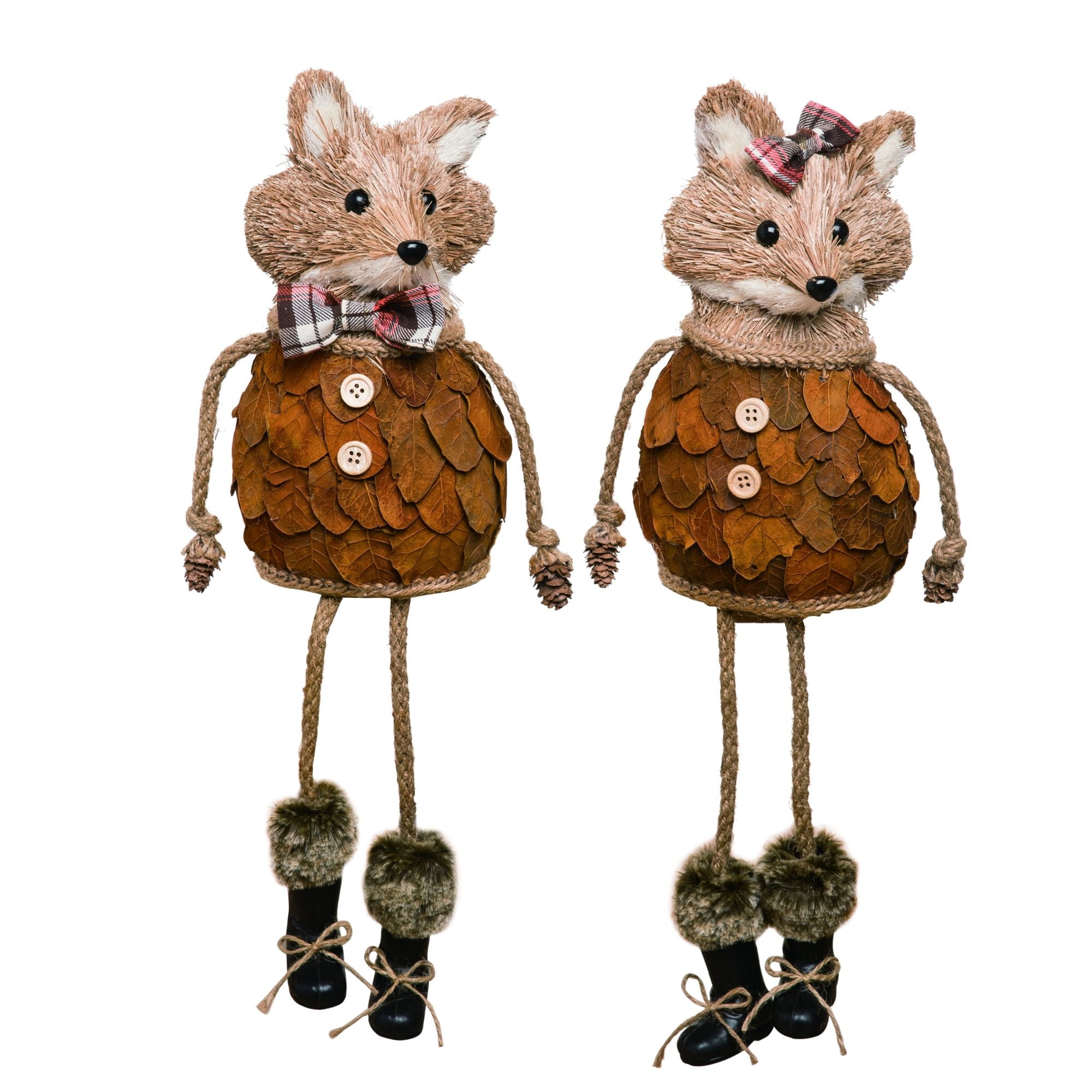 Contemporary Home Living Set of 2 Orange and Brown Fox Shelf Sitter ...