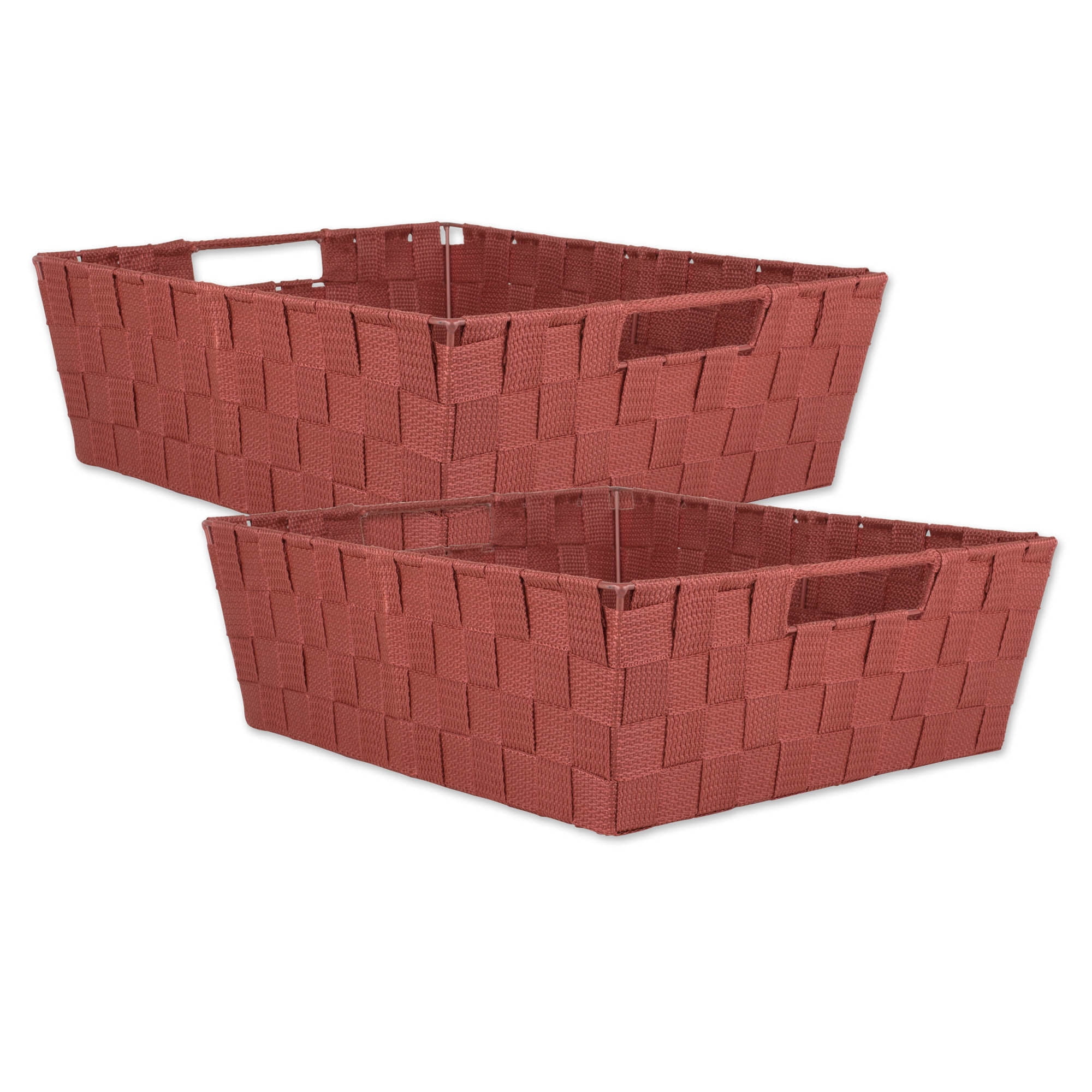 Contemporary Home Living Set of 2 Red Trapezoid Basket Weave Nylon ...