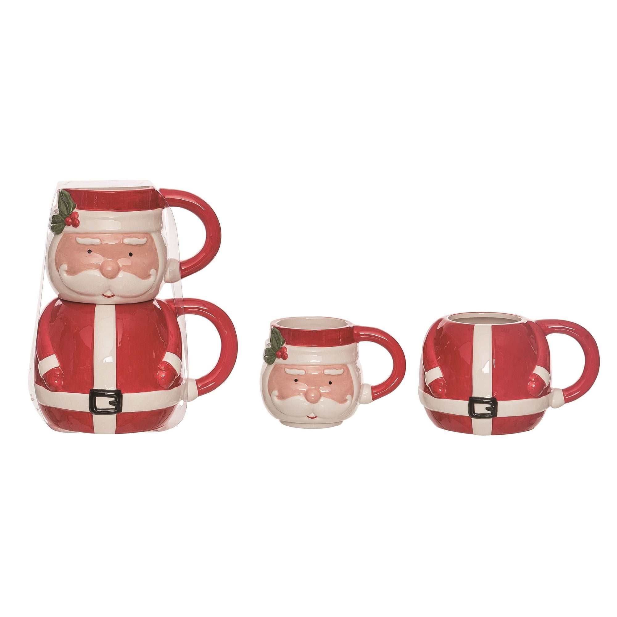 Contemporary Home Living Set of 2 Red and White Christmas Stacking ...