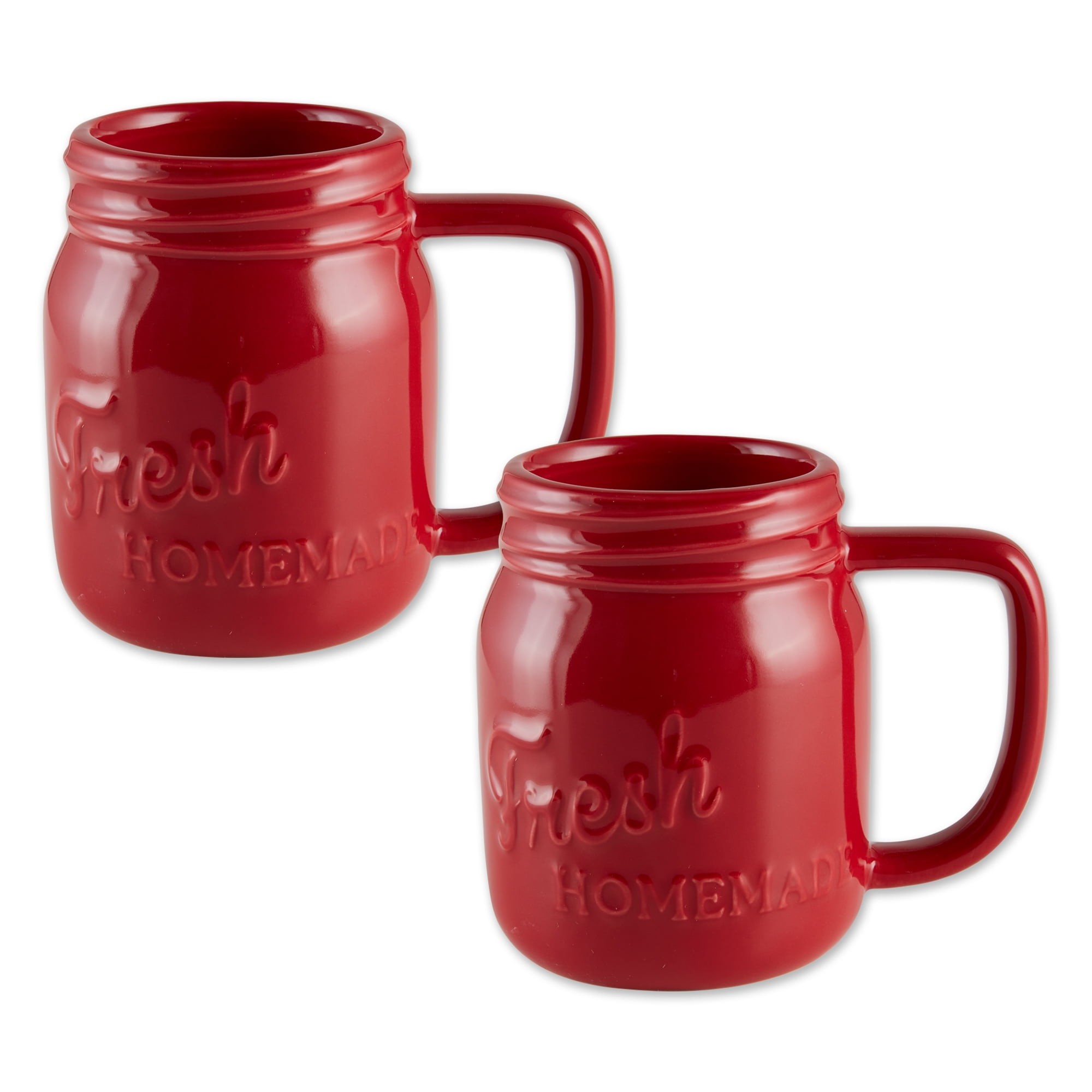 Contemporary Home Living Set of 2 Solid Red Home Kitchen Essentials ...
