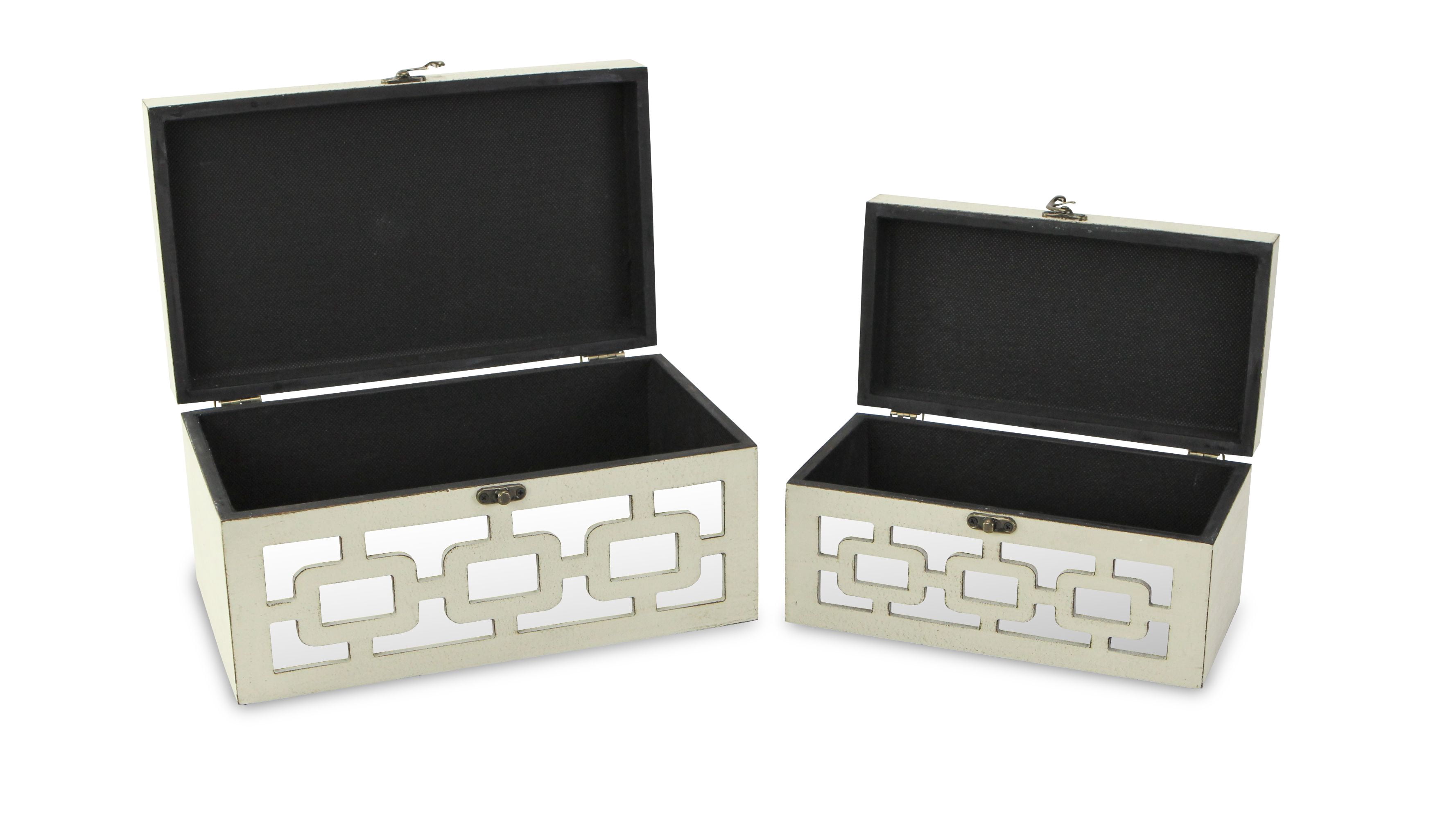 Contemporary Home Living Mirrored Lattice Pattern Storage Boxes - 11.75 ...