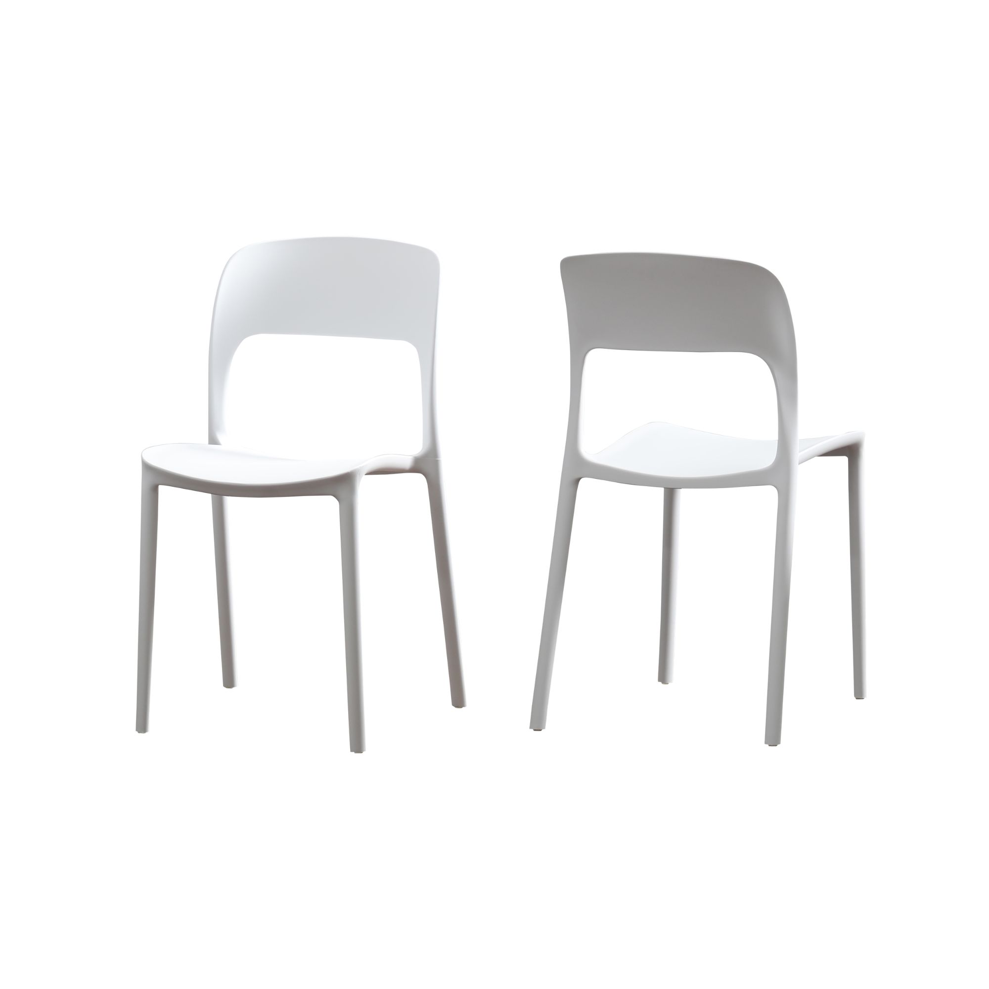 Noble House Kipford Modern Indoor Plastic Chair in White (Set of 2 ...