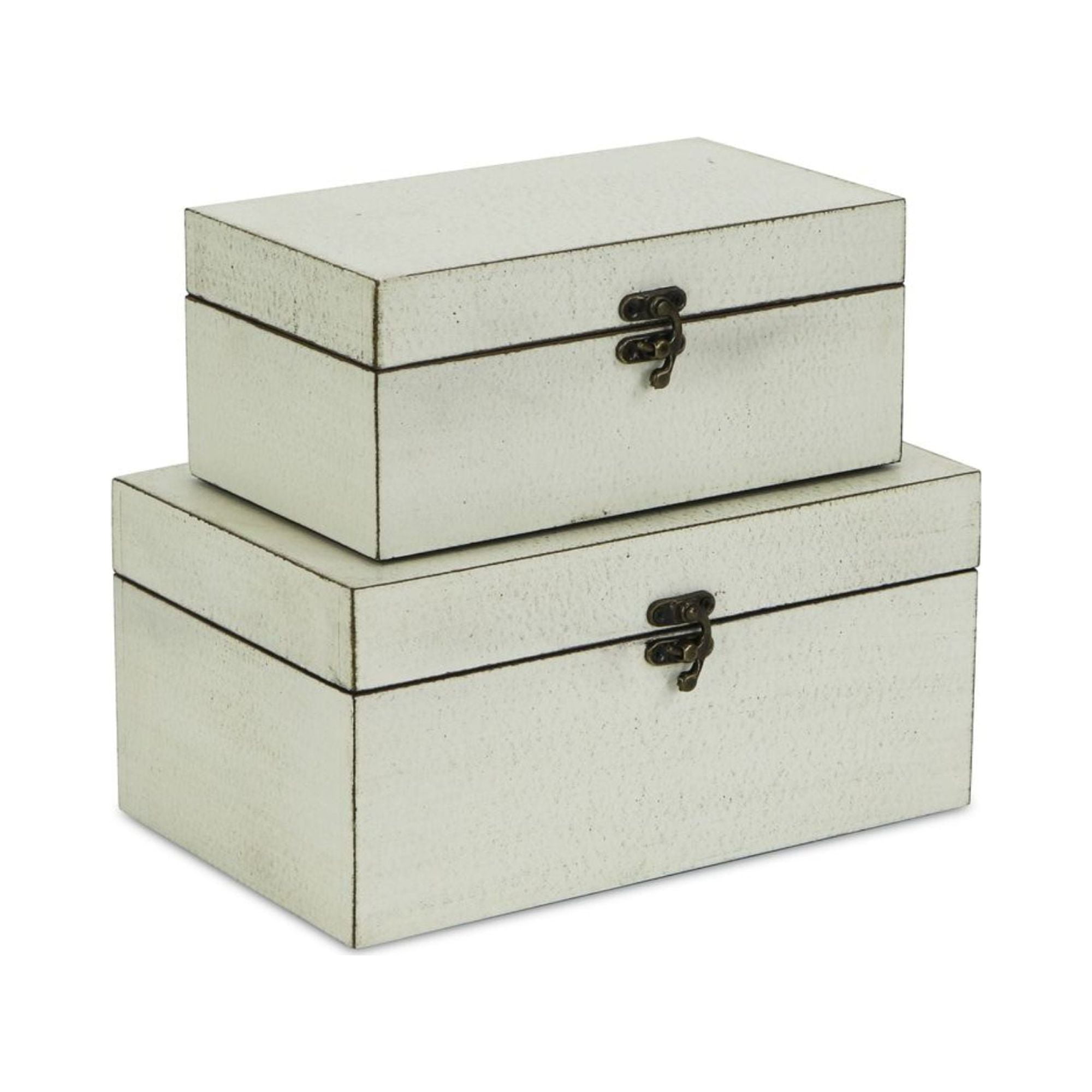 Contemporary Home Living Set of 2 White and Black Rectangle Treasure ...