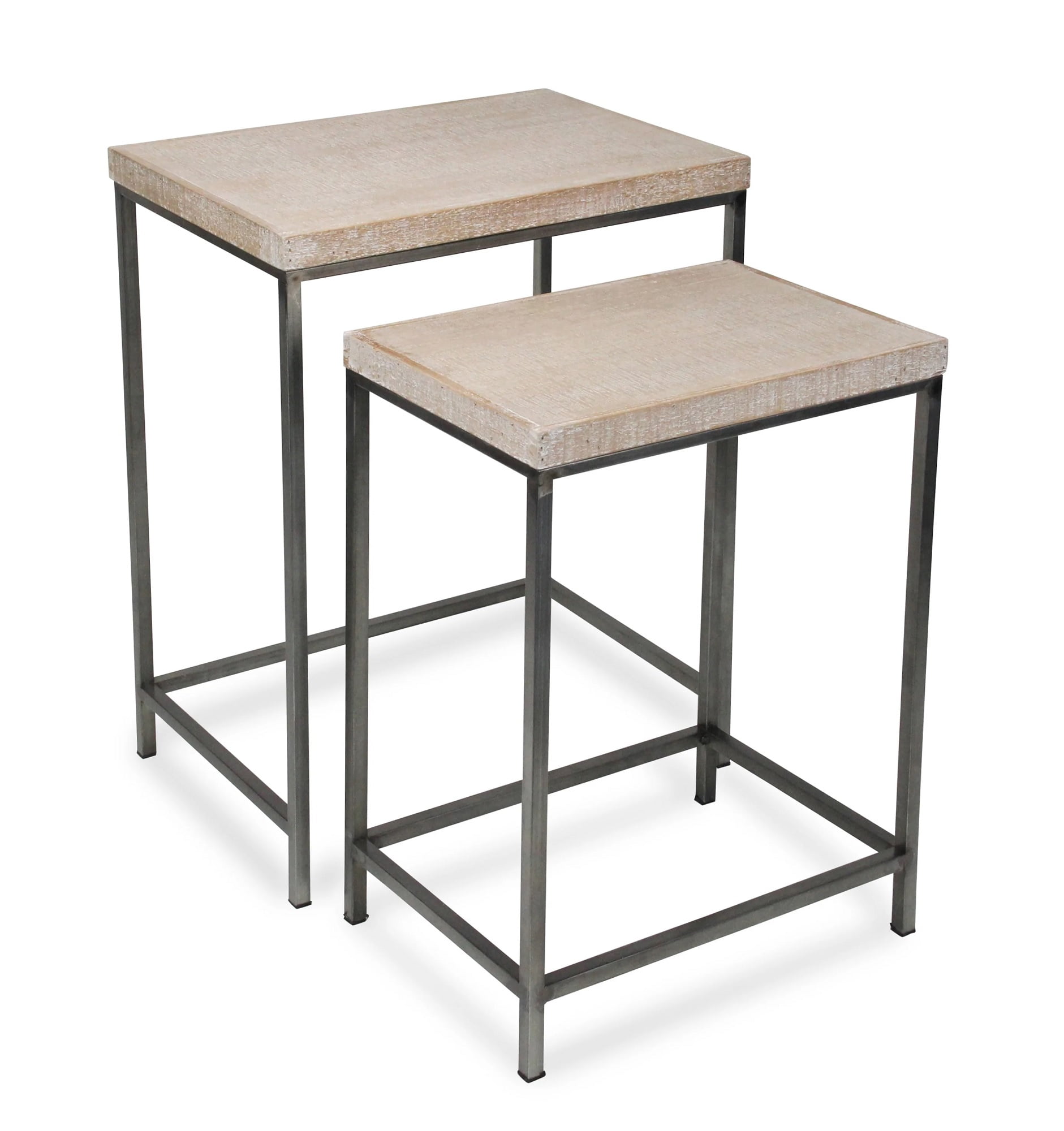 Contemporary Home Living Set of 2 White and Black Rectangular Nesting ...