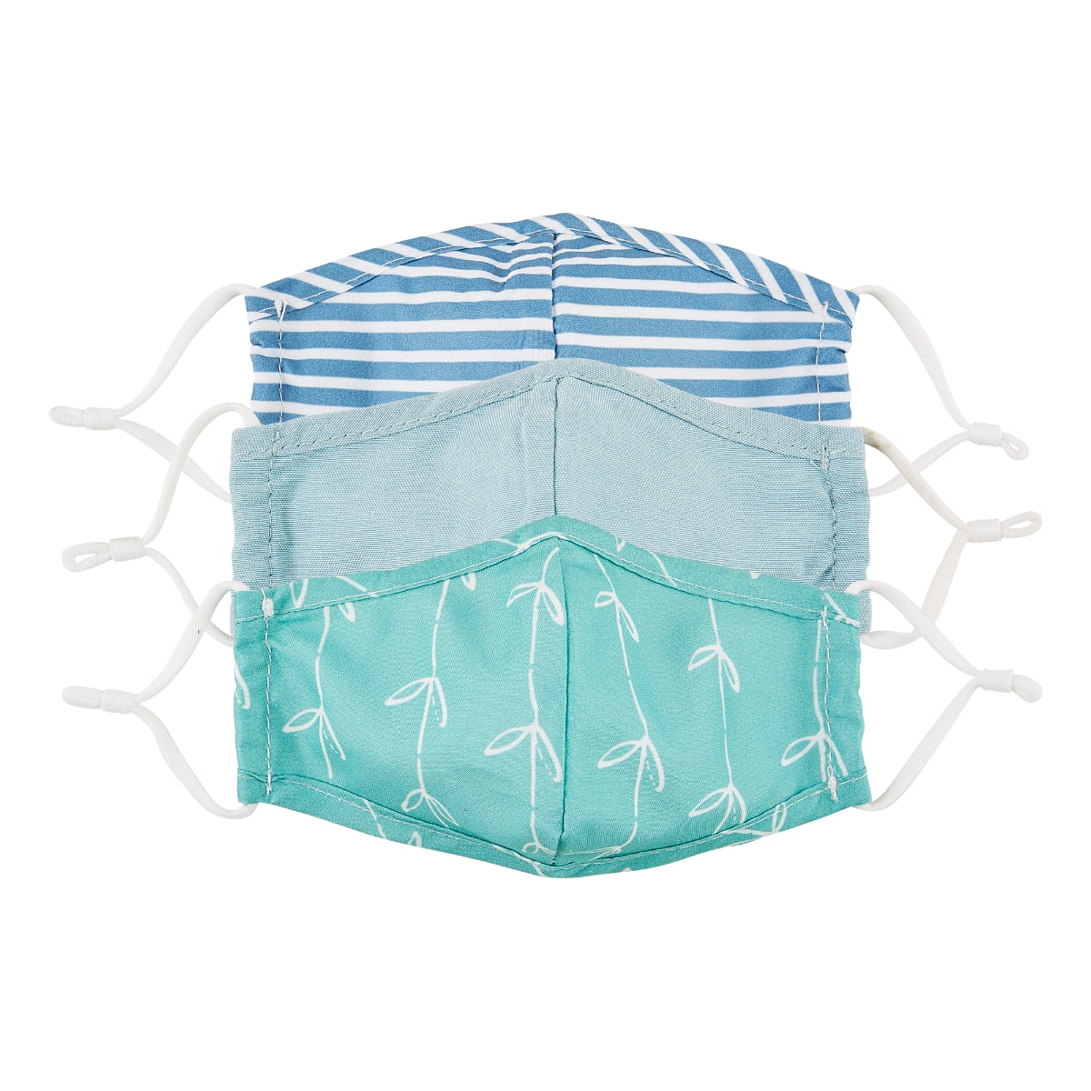 Contemporary Home Living Set of 3 Blue Tween Printed Girls Face Masks ...