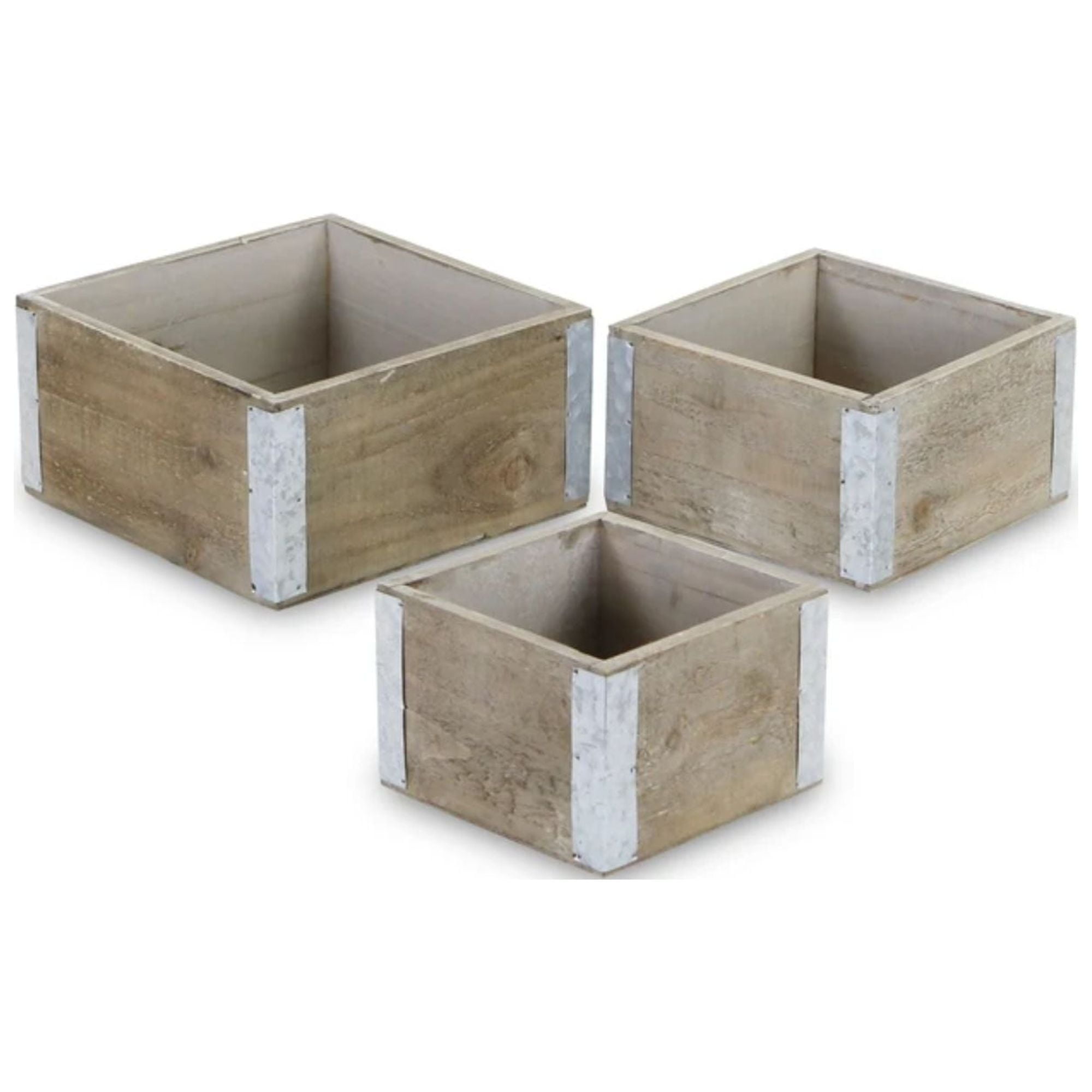 Contemporary Home Living Set of 3 Brown Handcrafted Rectangular Storage ...