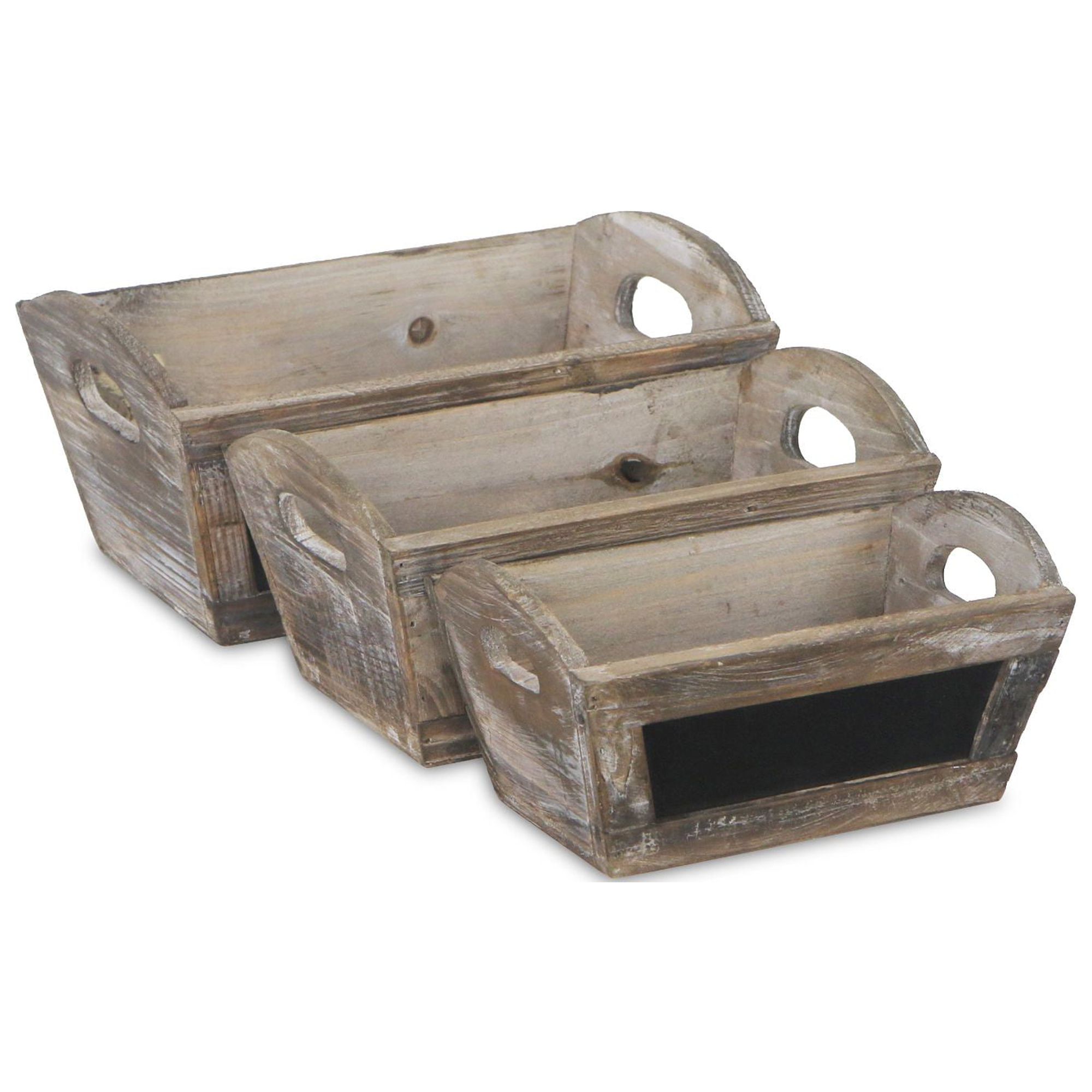 Contemporary Home Living Set of 3 Brown Rectangular Garden Ledge ...