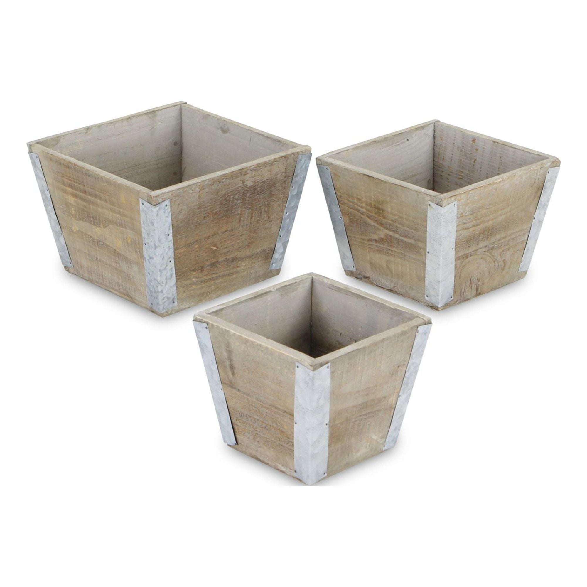 Contemporary Home Living Set of 3 Brown and Gray Handmade Square ...