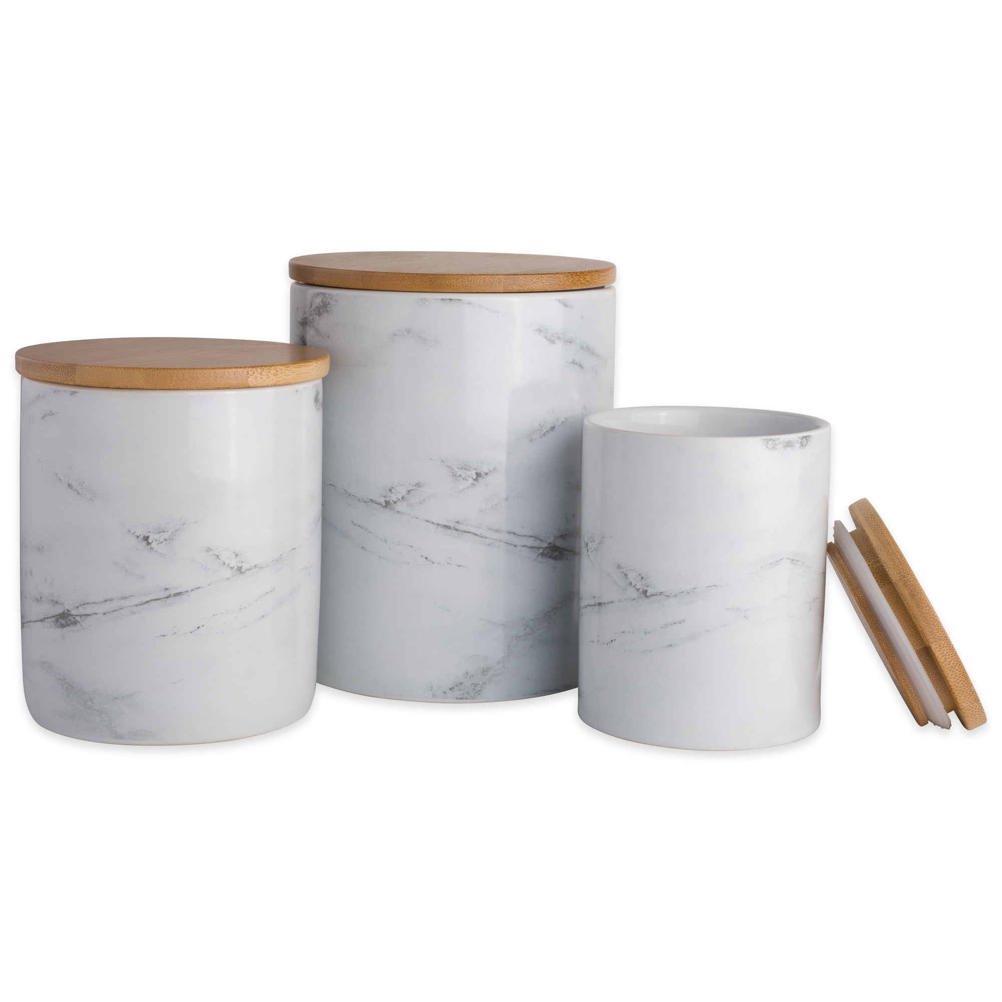 DII Modern Ceramic Kitchen Set of 3 Marble White and Beige Assorted ...