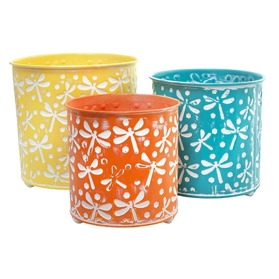 Contemporary Home Living Set of 3 Vibrant colored Dragonfly She Shed ...