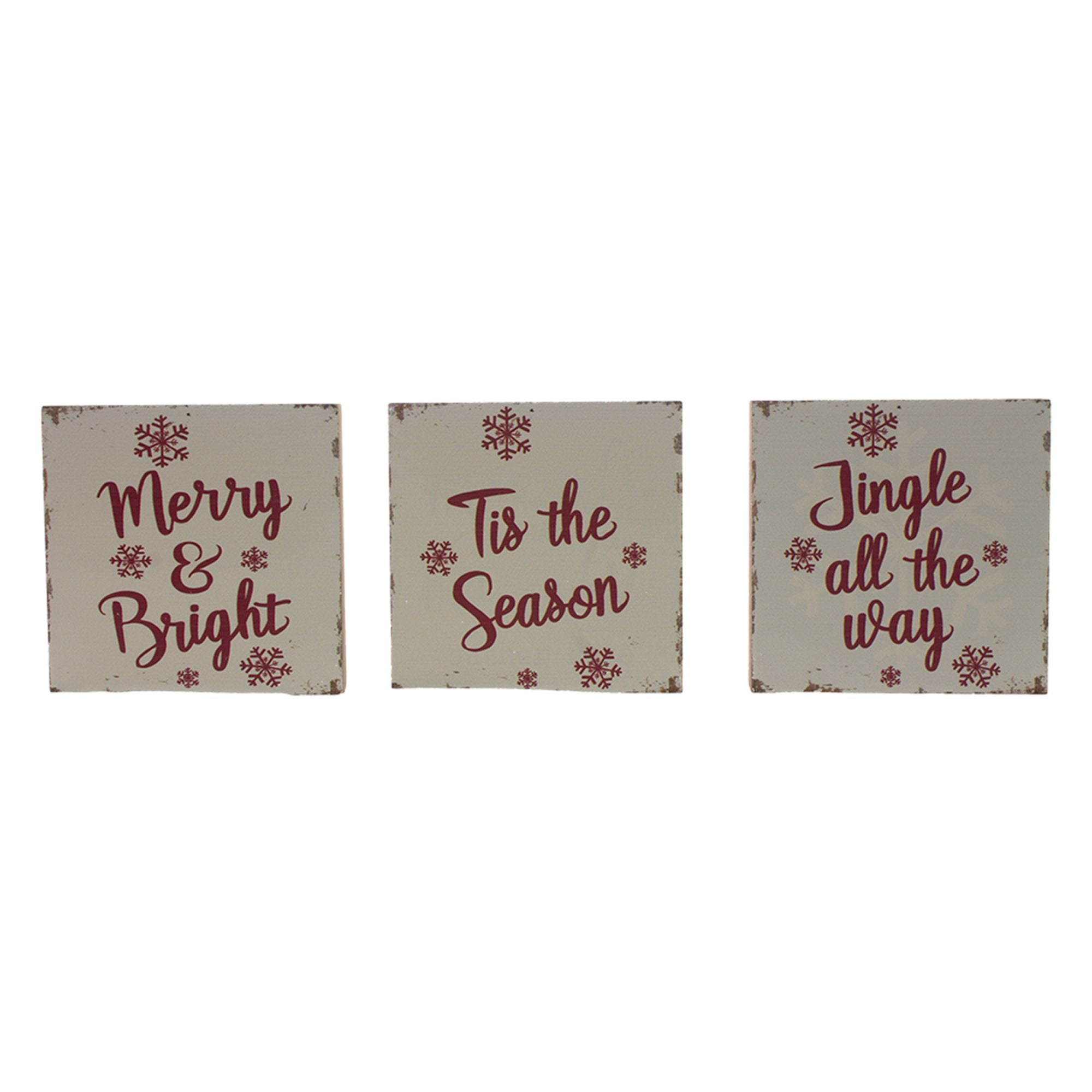 Contemporary Home Living Set of 3 White Square Block Sign with ...