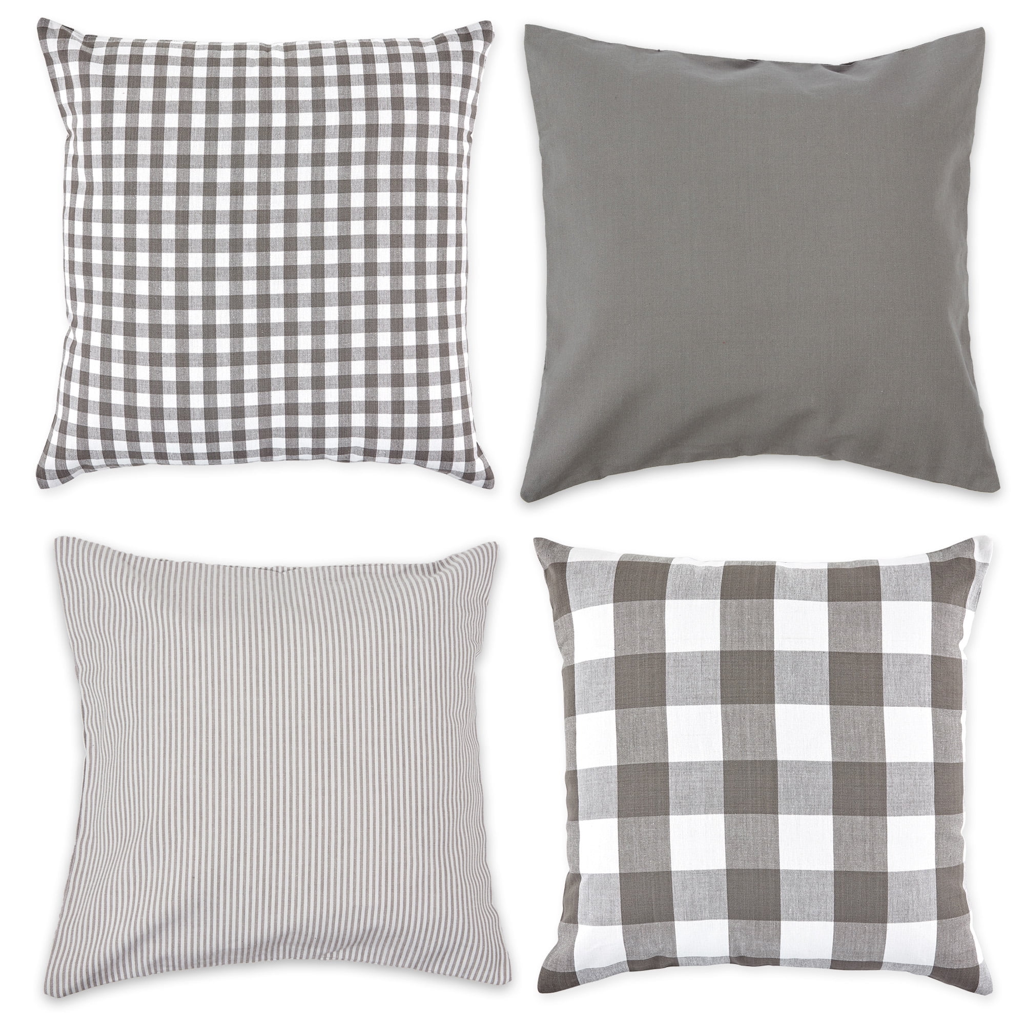 Contemporary Home Living Set of 4 Assorted Gray and White Checkered ...