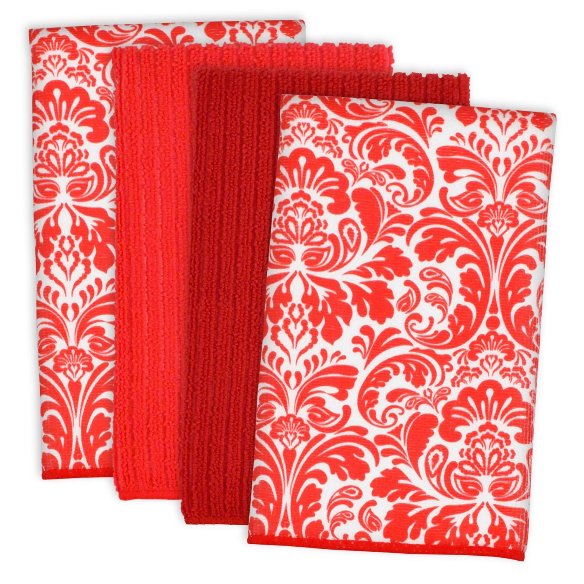 Contemporary Home Living Set of 4 Red and White Rectangular Shape ...