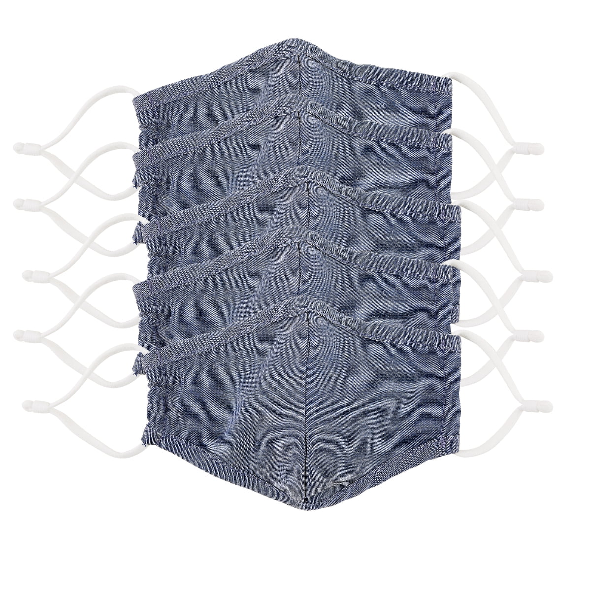 Contemporary Home Living Set of 5 Denim Blue Chambray Kids Face Masks ...