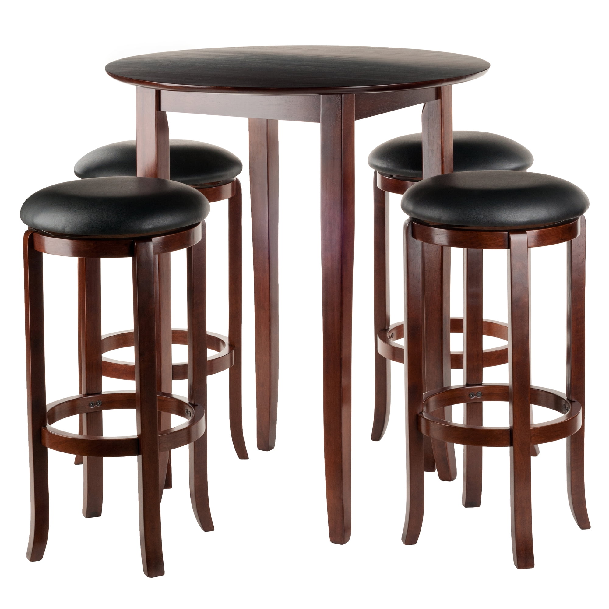 Contemporary Home Living Set of 5 Fiona Walnut High Round Table with ...