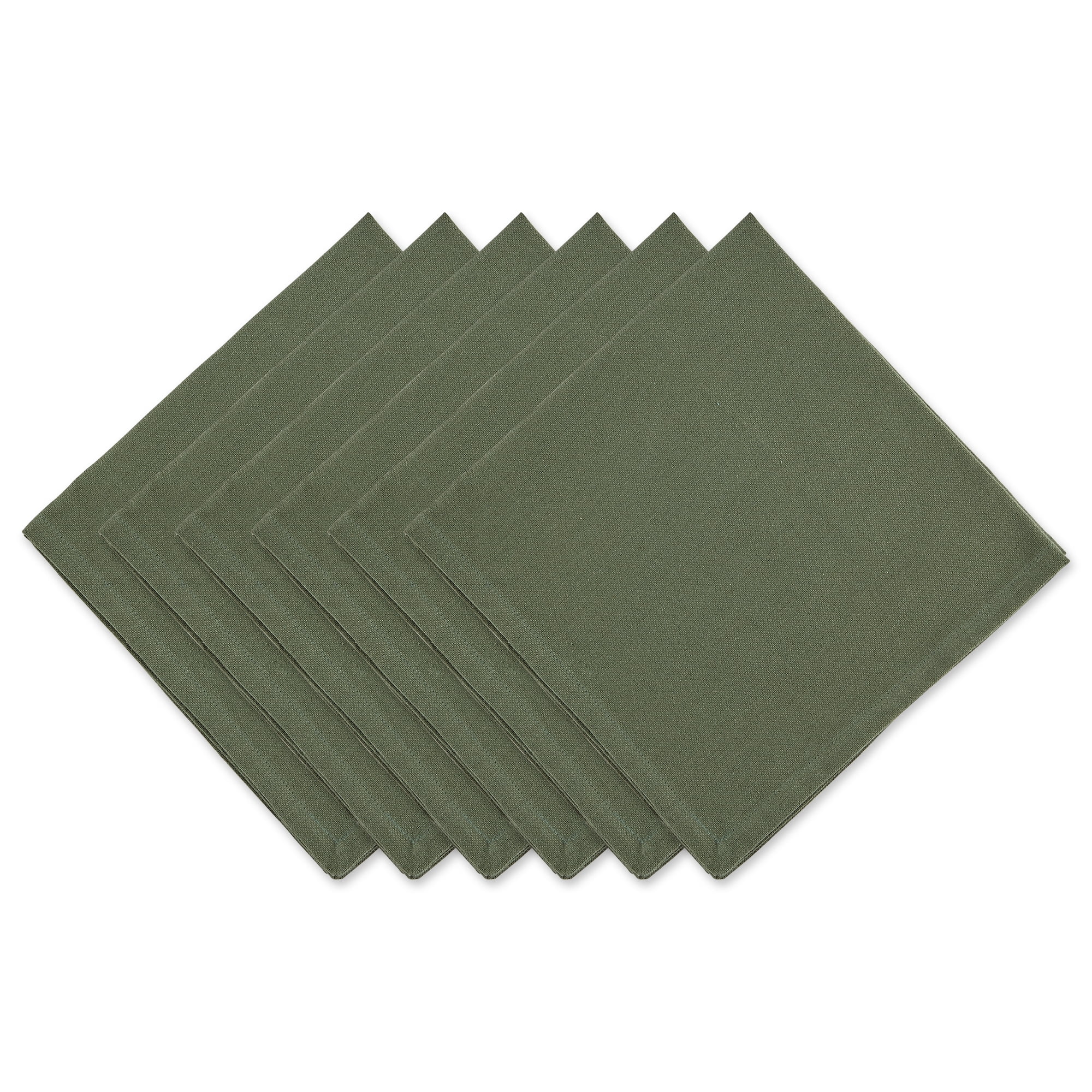 Contemporary Home Living Set of 6 Green Square Cloth Napkins 20 ...