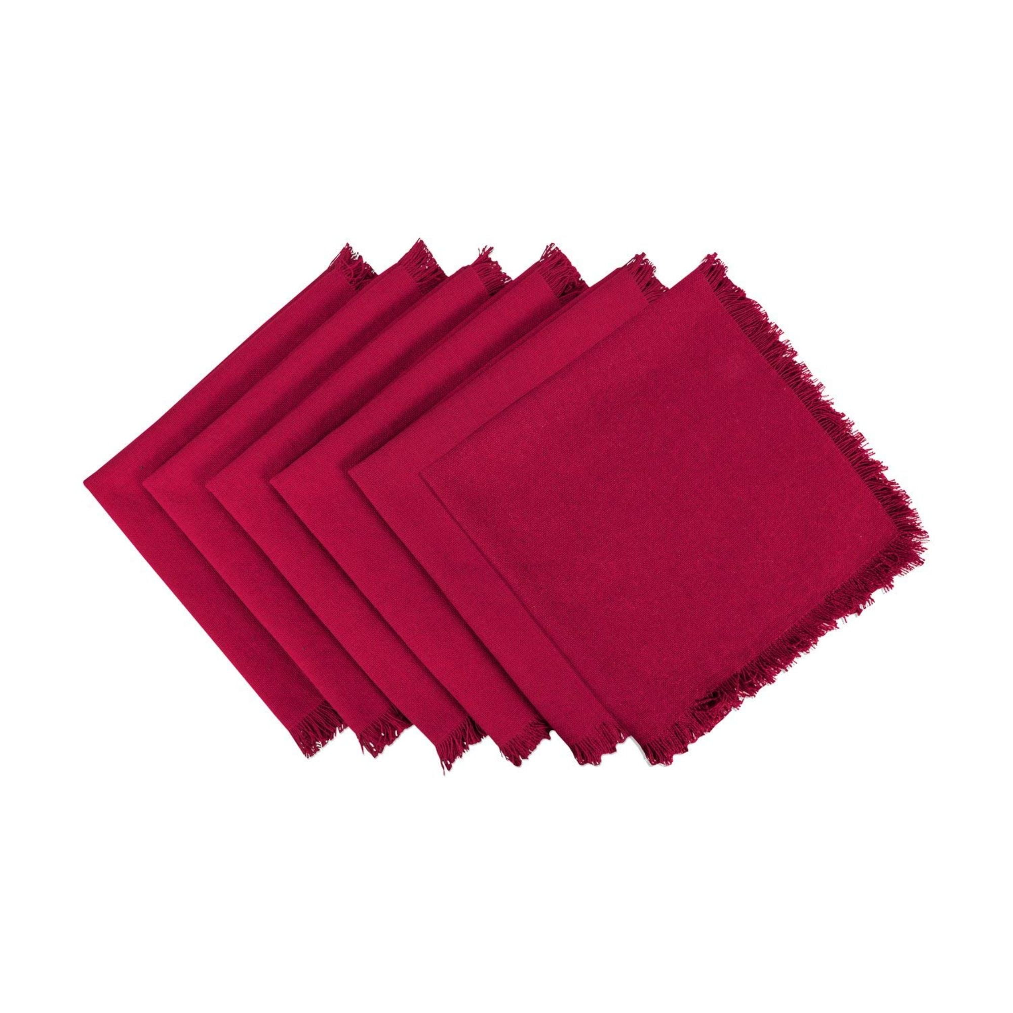 Contemporary Home Living Set of 6 Wine Red Solid Over-Sized Square ...