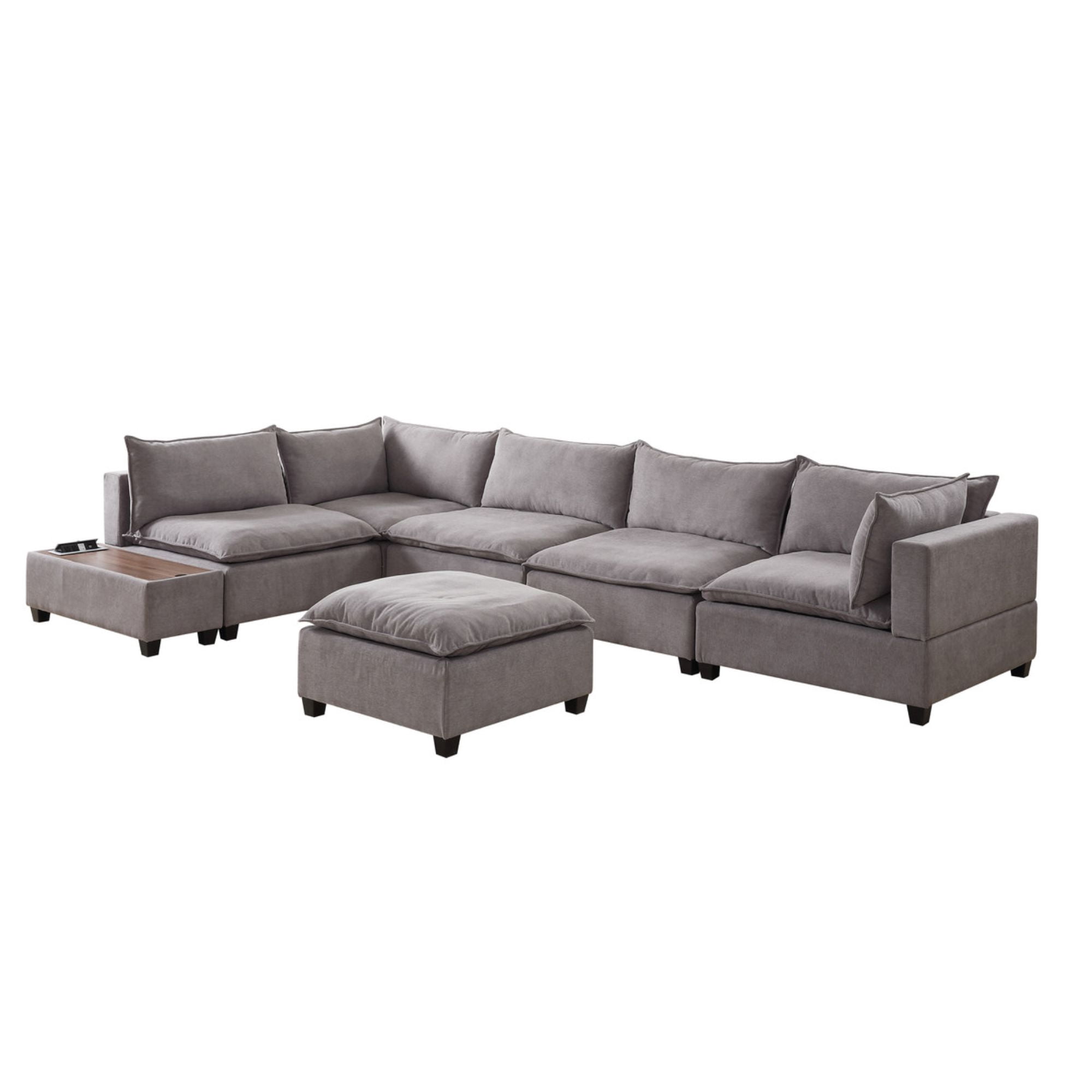 Contemporary Home Living Set of 7 Rhino Gray Madison Fabric Modular ...