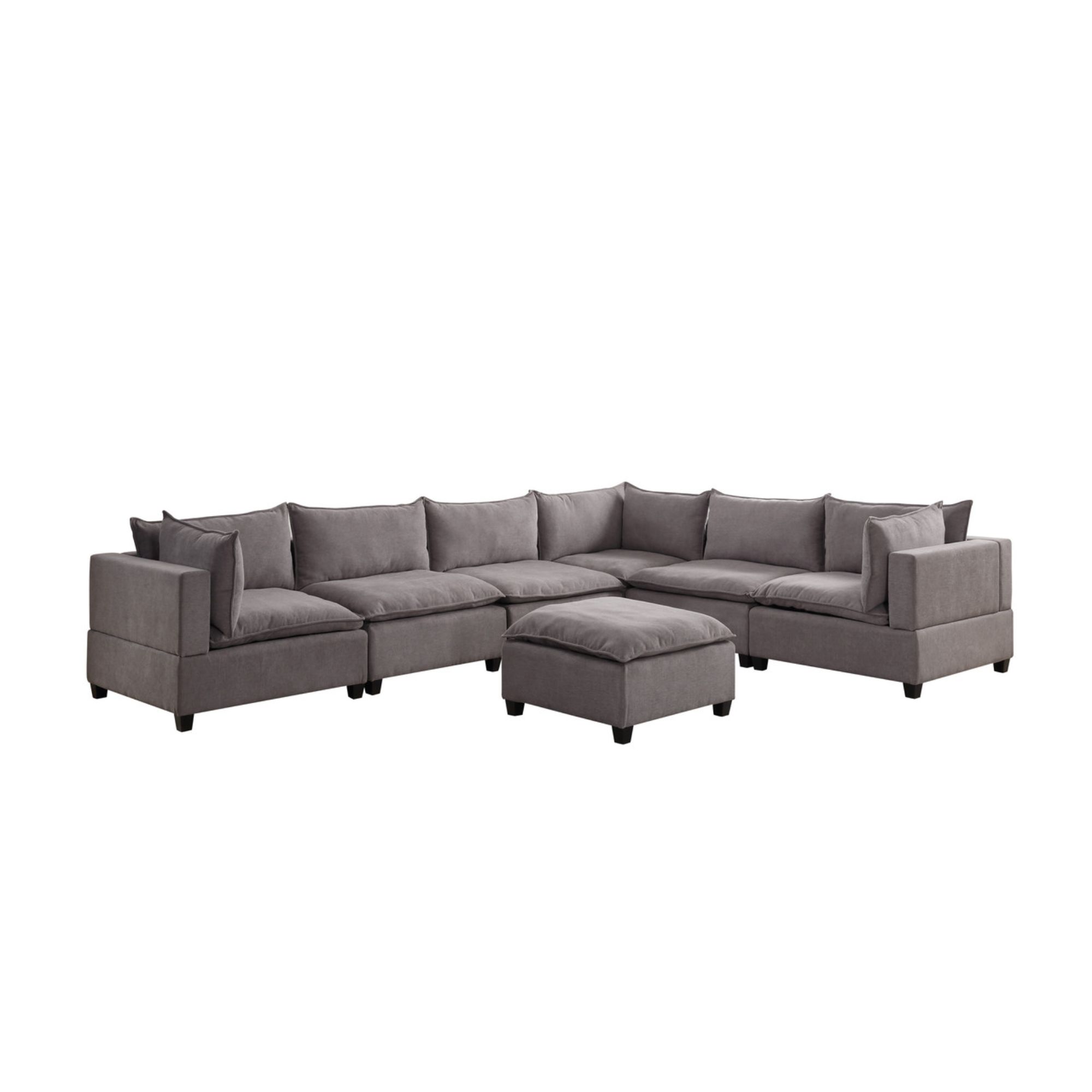 Lilola Home Madison Light Gray Fabric 7 Piece Modular Sectional Sofa ...
