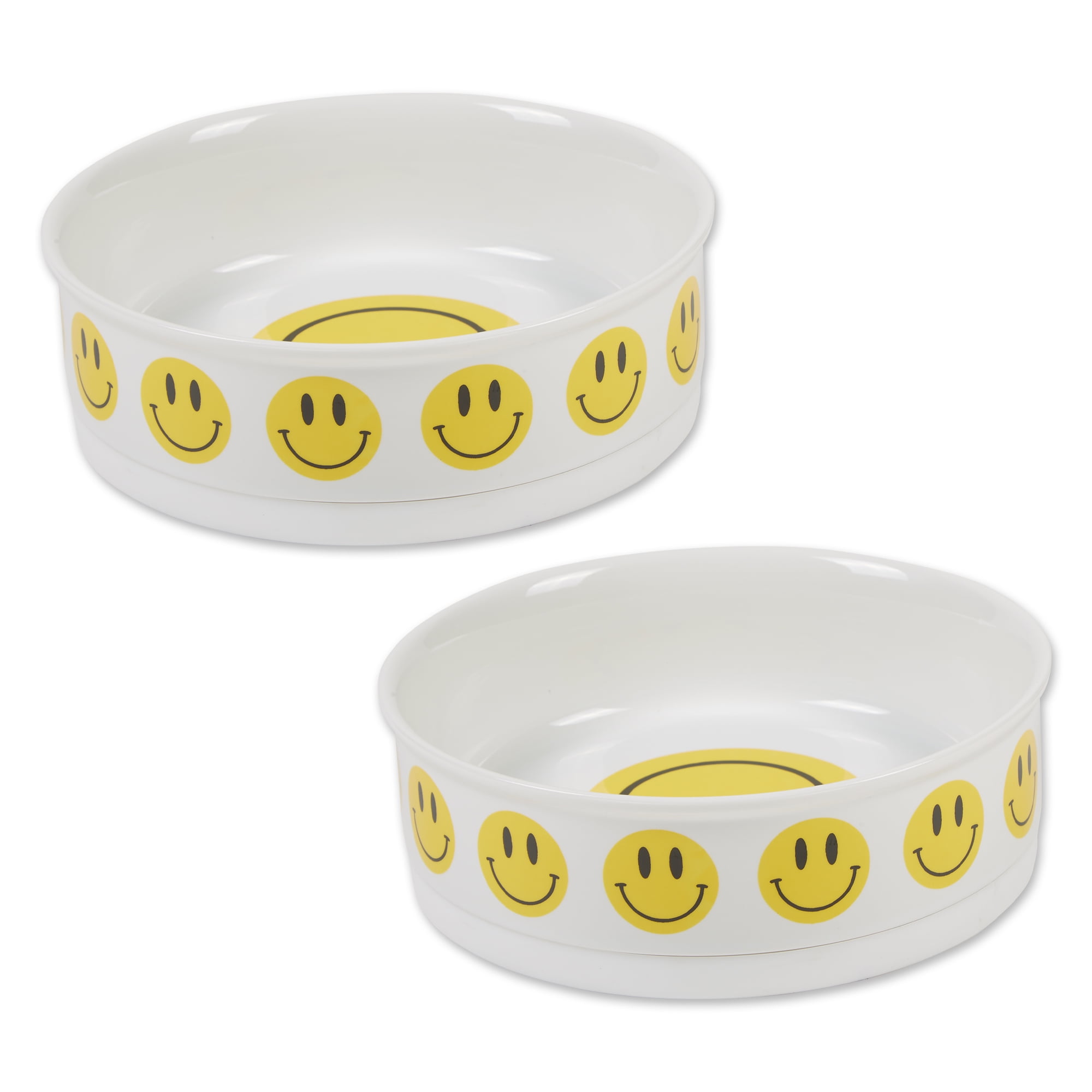 Contemporary Home Living Smiley Face Porcelain Large Pet Bowls - 7.5 ...