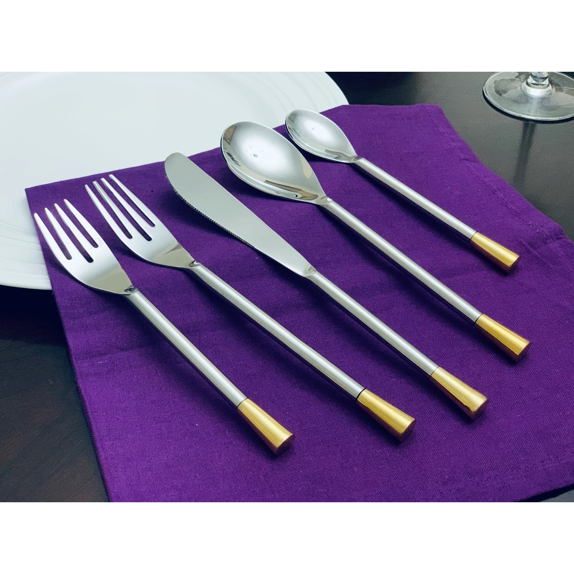 Contemporary Home Living Stainless Steel Four Service Flatware Set ...