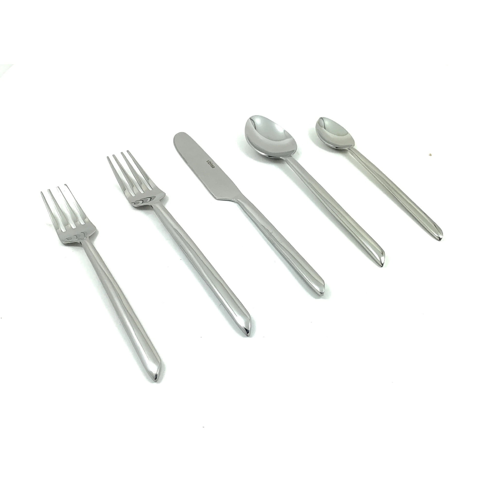 Contemporary Home Living Stainless Steel Sleek Four Service Flatware ...