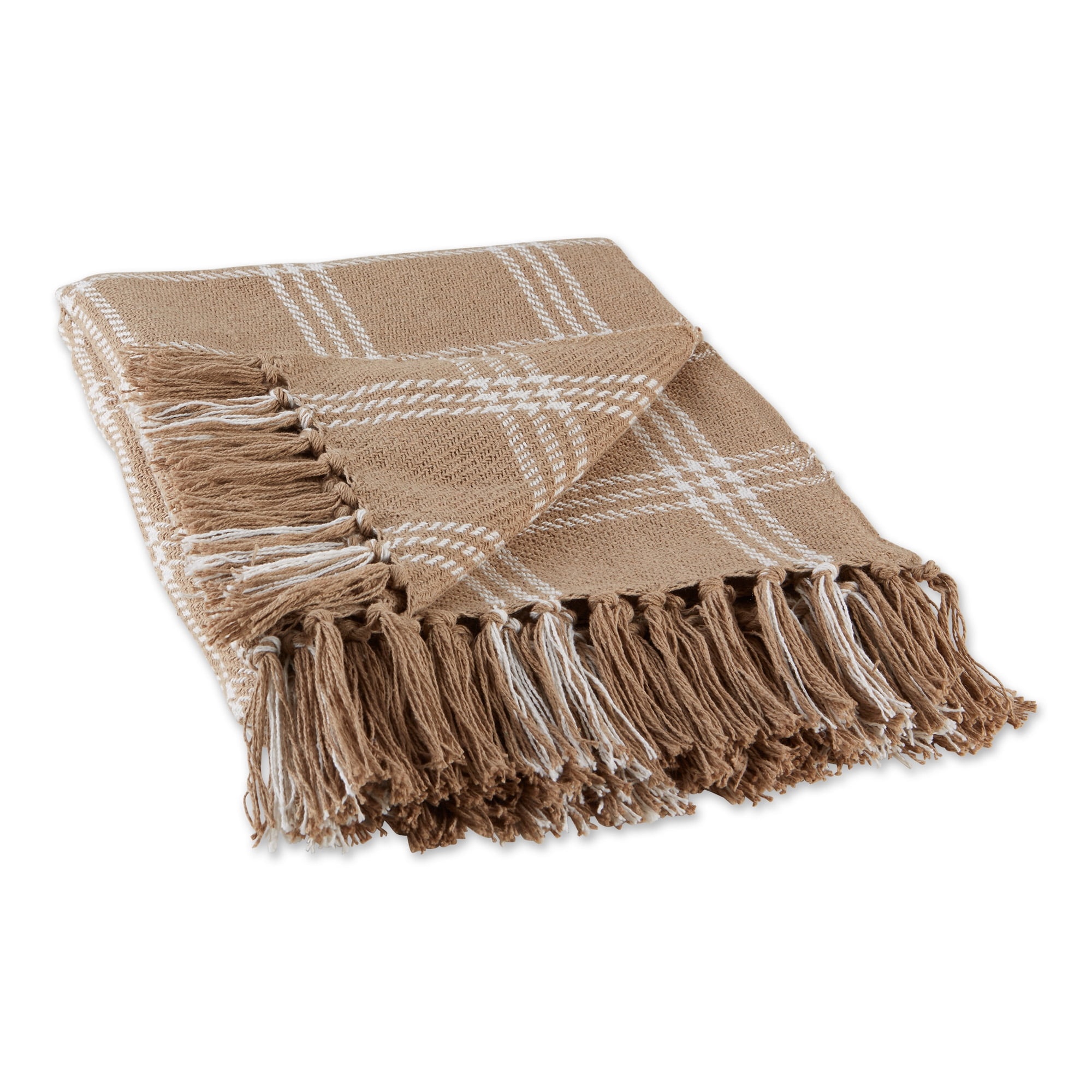 DII Stone and Off White Modern Farmhouse Plaid Throw 50x60 - Walmart.com