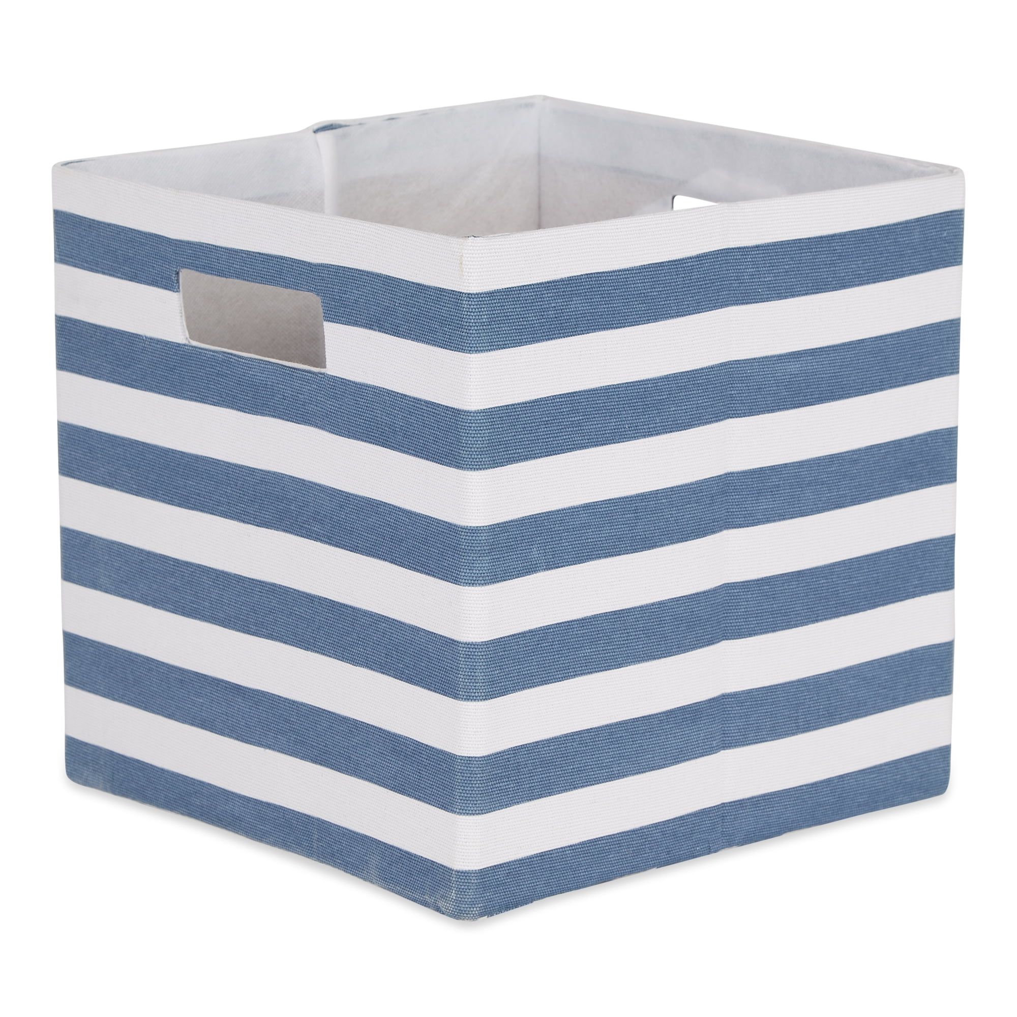 Contemporary Home Living Striped Square Storage Bin - 11" - Blue and ...