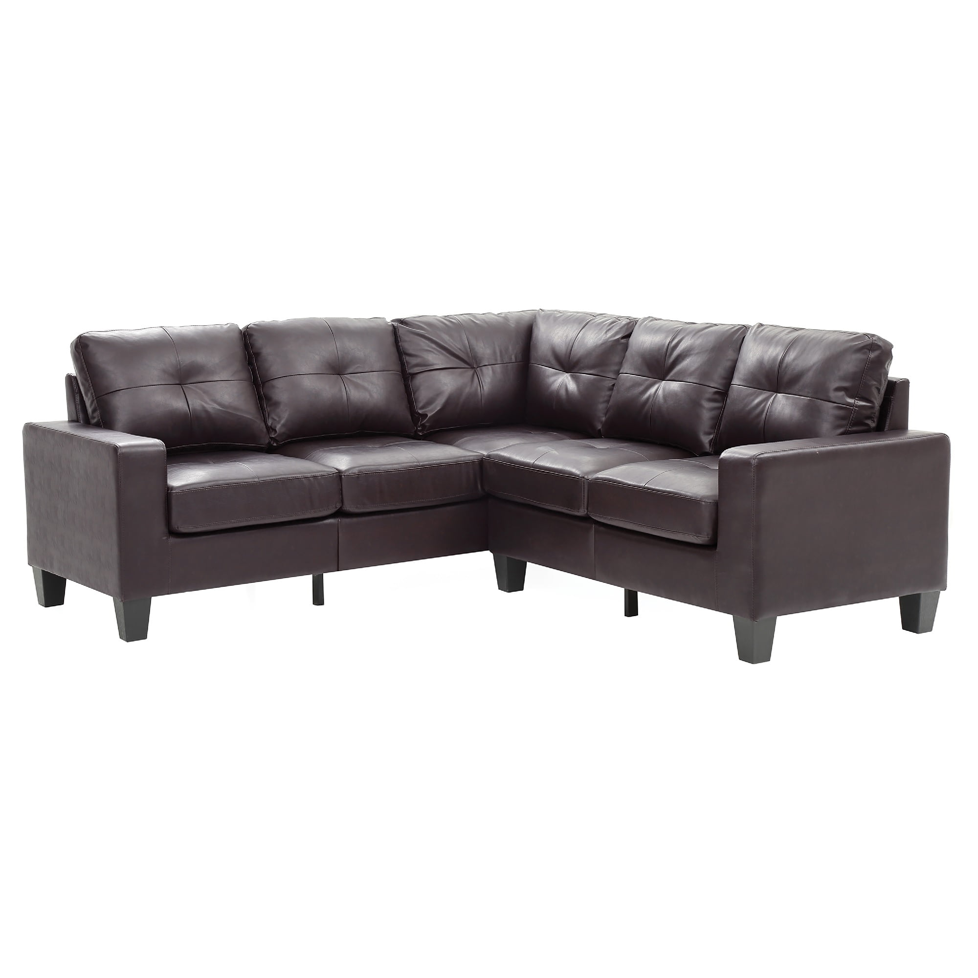 Contemporary Home Living Tufted Faux Leather L Shape Sectional Sofa ...