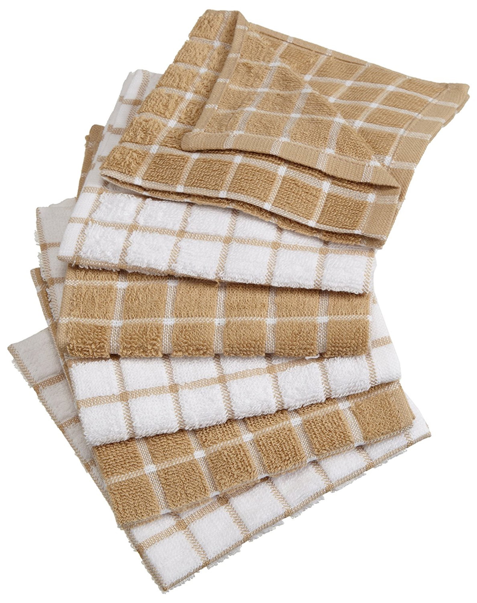 Contemporary Home Living Windowpane Cotton Kitchen Dishcloths - 12 ...